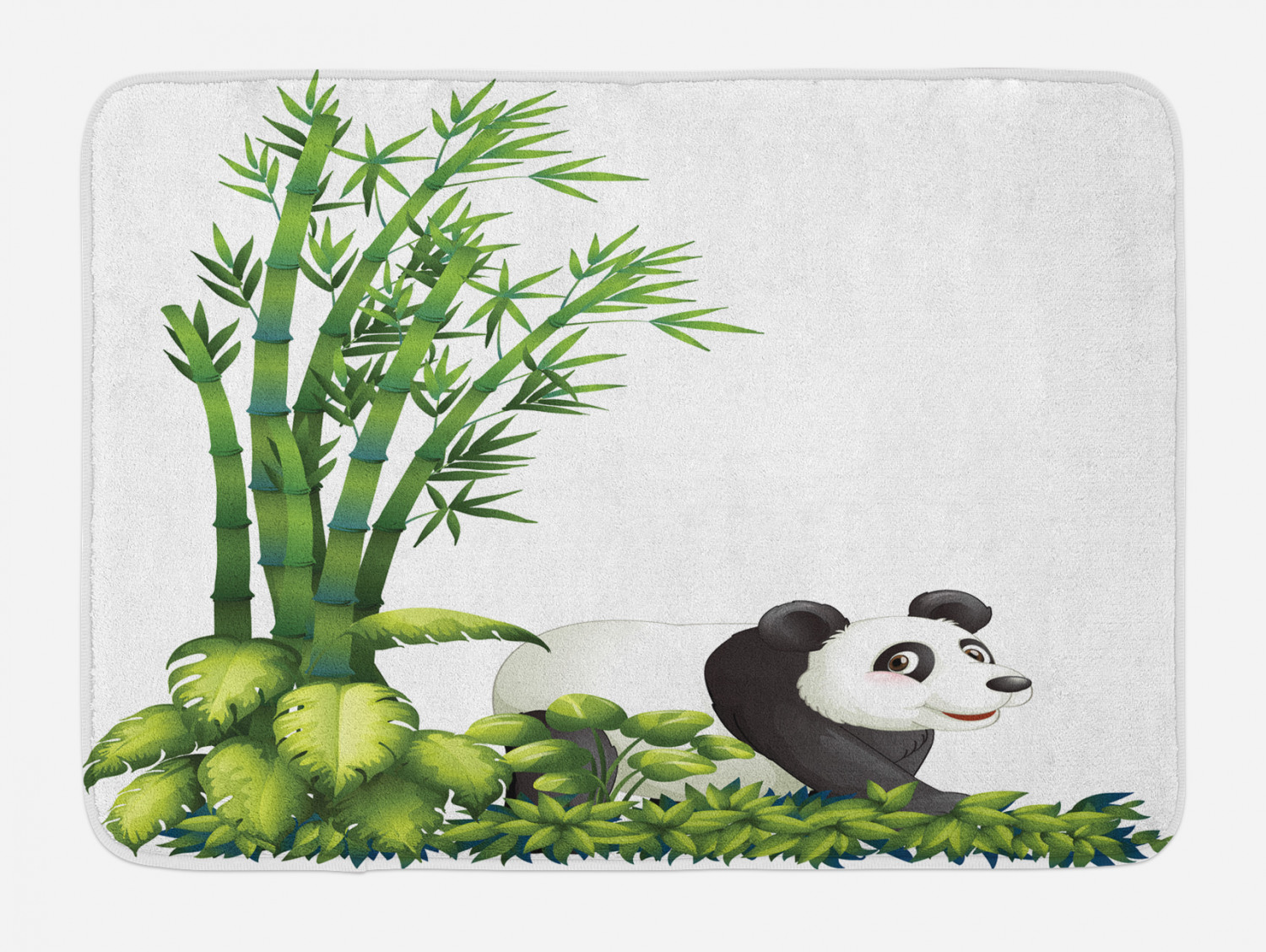 Panda Bath Mat, Happy Panda With Tropical Plants Bamboo Trees ...