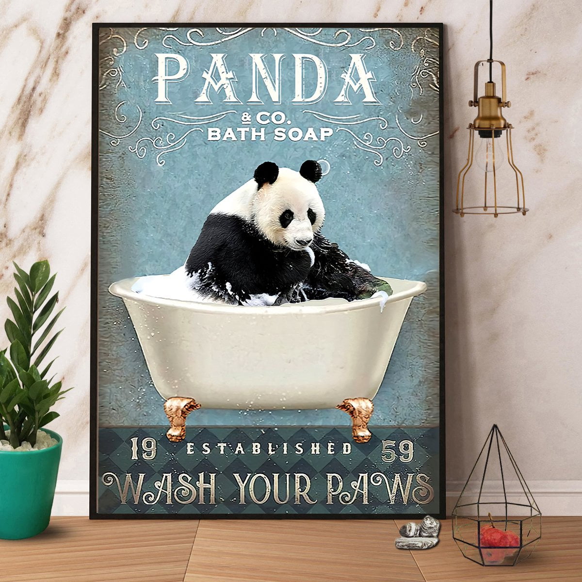 Panda Bath Soap Wash Your Paws Paper Poster No Frame Matte Wall Art ...