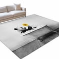 Panda Bathtub 4x6ft Non Slip Area Rug Vintage Black White Panda Bathing ...