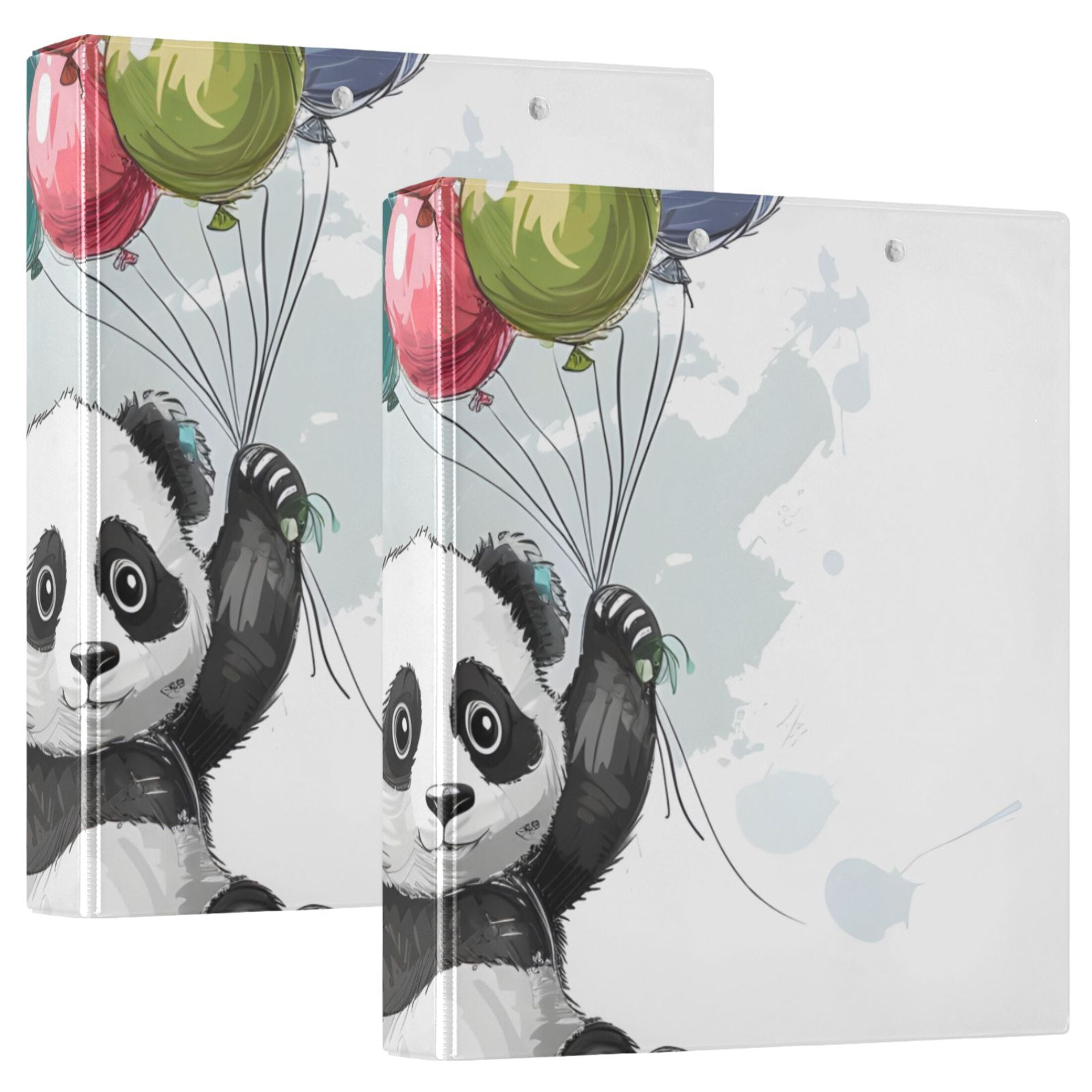 Panda Bear Balloons 3 Ring Binders 1.5 inch Hardcover File Folders with ...
