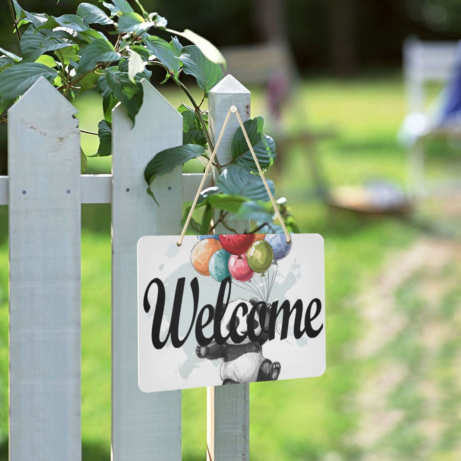 Panda Bear Balloons Welcome Sign for Front Door Porch Wreath Door Sign ...