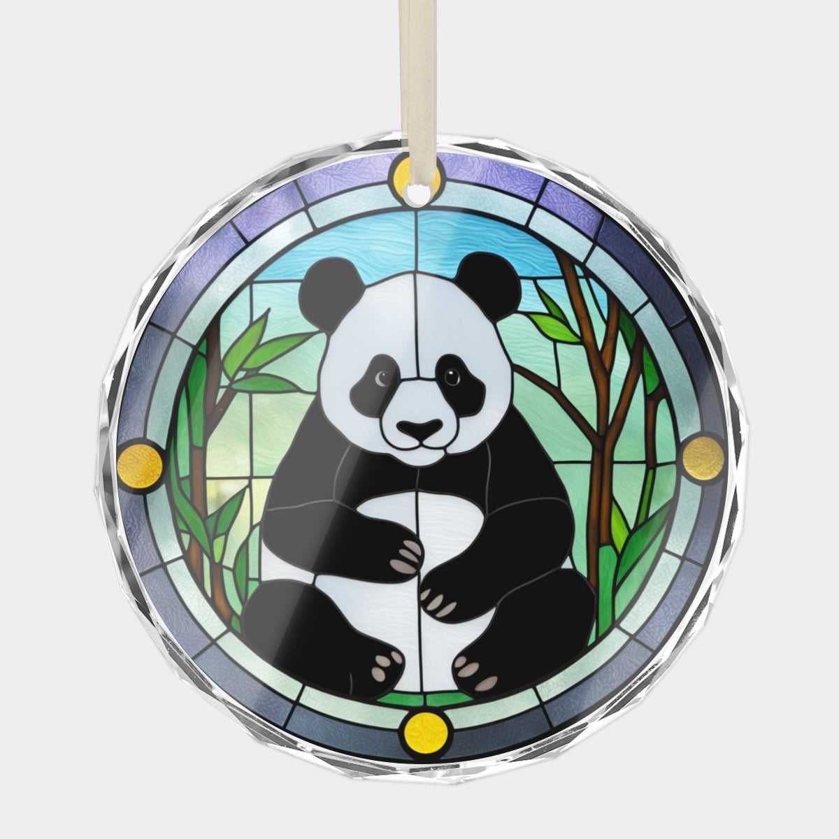 Panda Bear & Bamboo Pandas Animals Lovers Crystal Glass Christmas ...