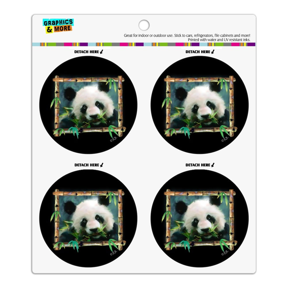 Panda Bear Bamboo Refrigerator Fridge Locker Vinyl Circle Magnet Set ...