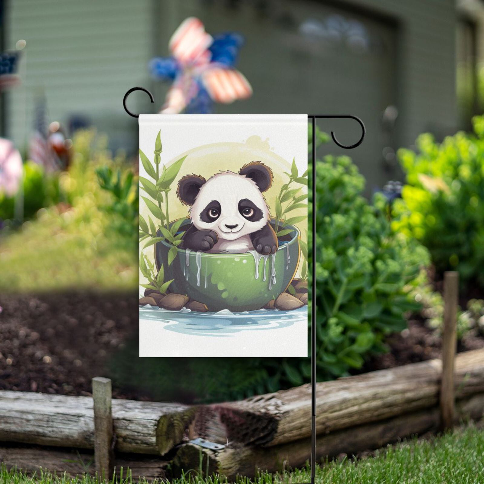 Panda Bear Bamboo Spa Garden Flag Double Sided Outdoor Banners for ...