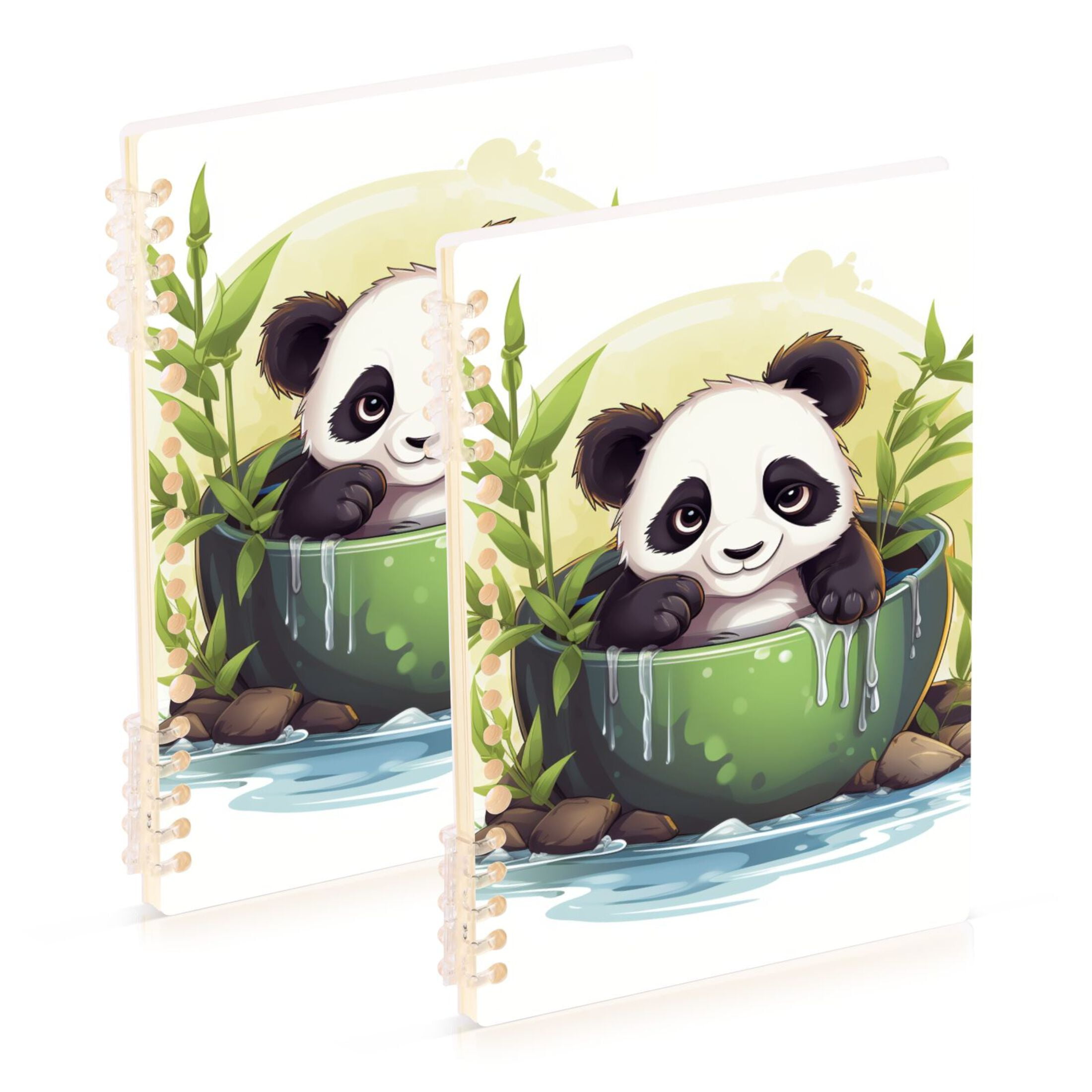 Panda Bear Bamboo Spa Ring Binder Notebook Journey Note Diary College ...