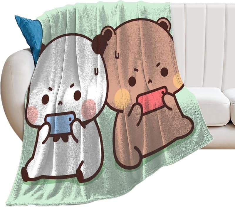 Panda Bear Bubu and Dudu Smile Sparkling New Flannel Plush Throw Sofa ...