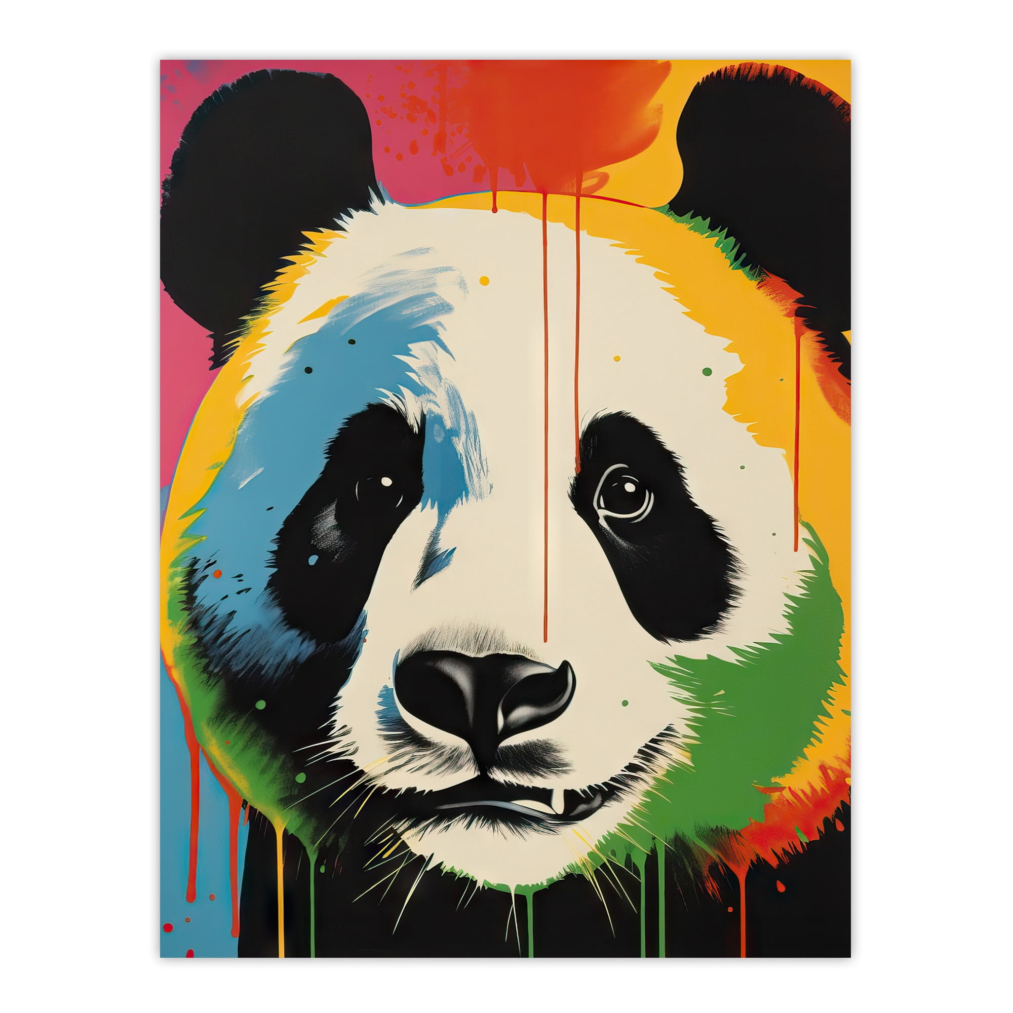 Panda Bear Fun Acrylic Paint Drip Kids Children Bedroom Vibrant Bold ...