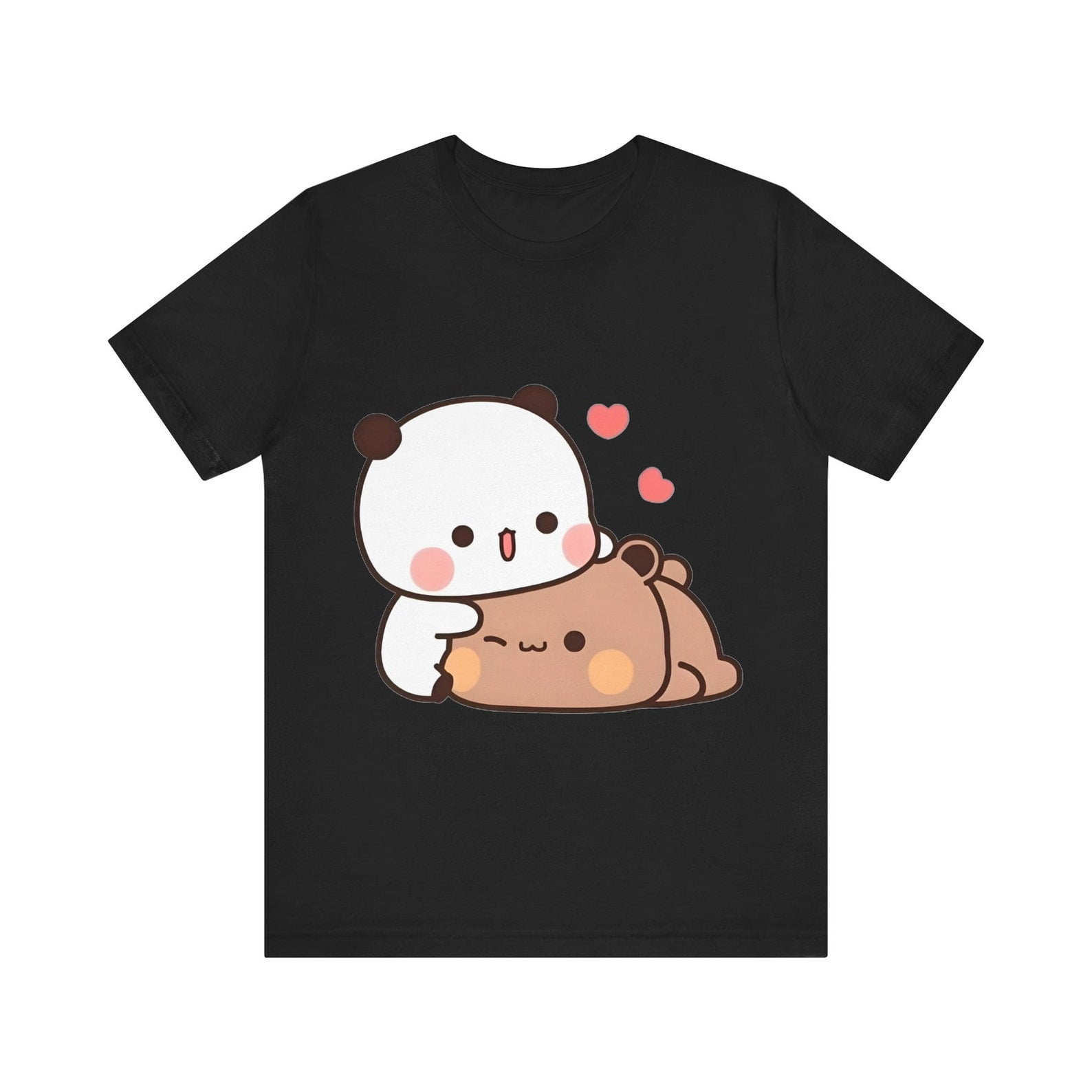 Panda Bear Hug Bubu Dudu Kawaii Couple Cartoon Graphic Tee with Cute ...
