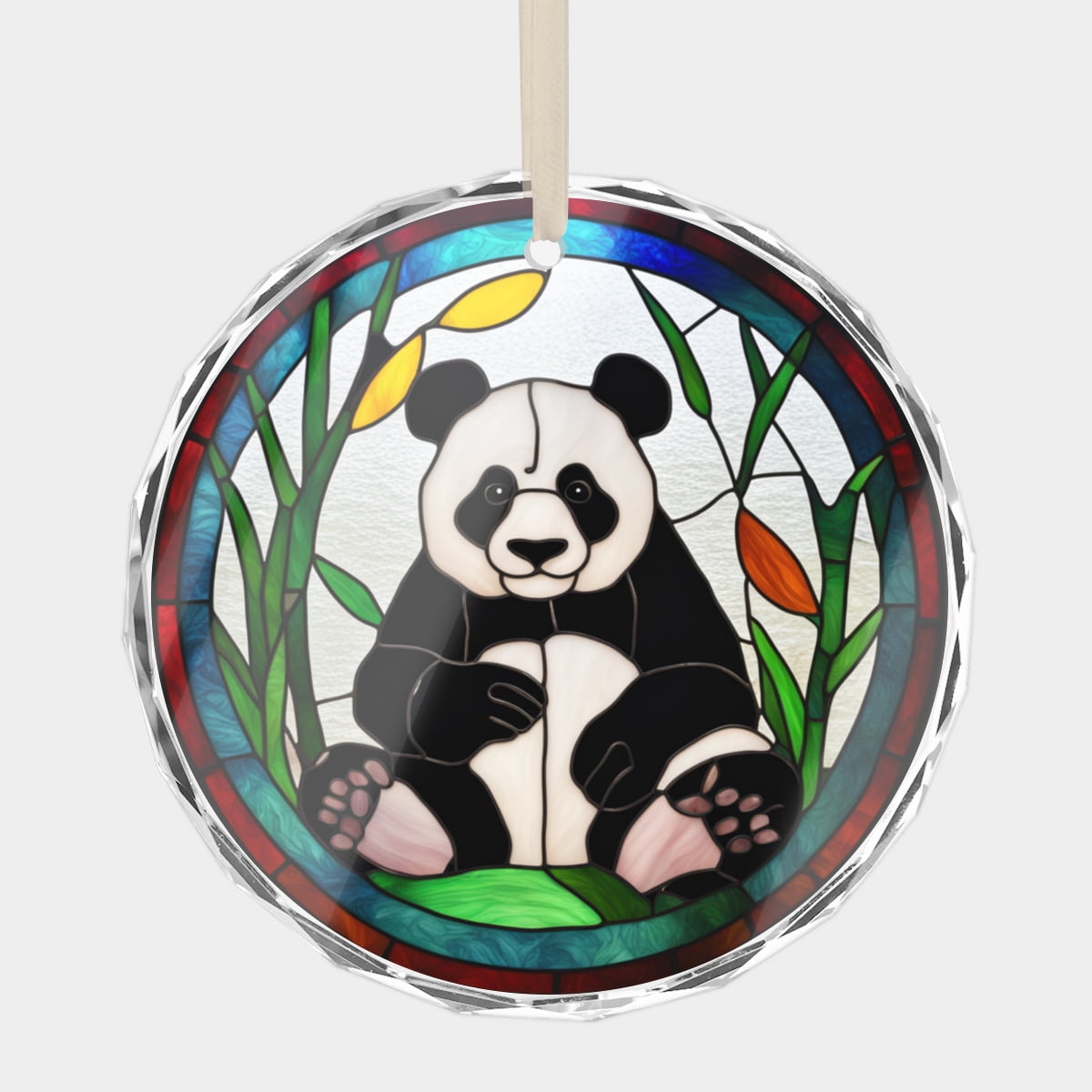 Panda Bear Pandas Animals Lovers Crystal Glass Christmas Ornament, 3 ...
