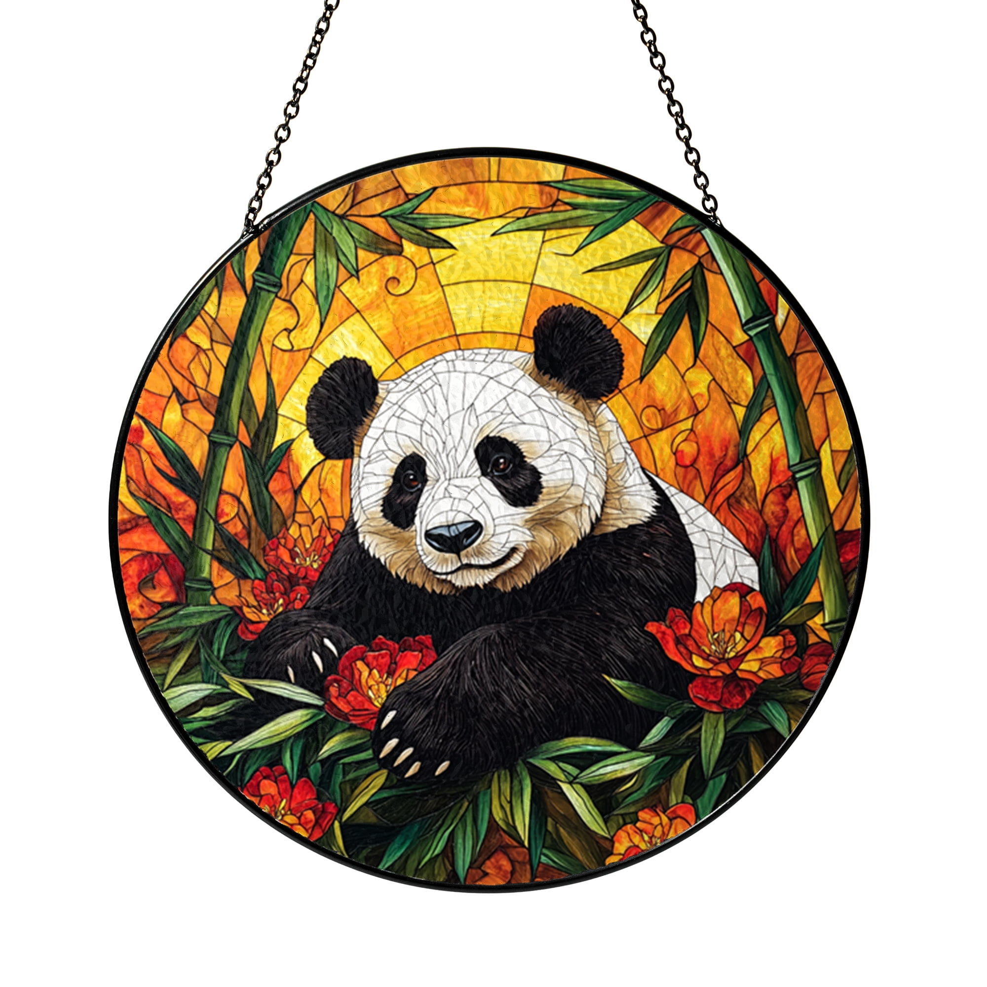 Panda Bear Stained Glass Style Suncatcher Window Hanging, Wildlife ...
