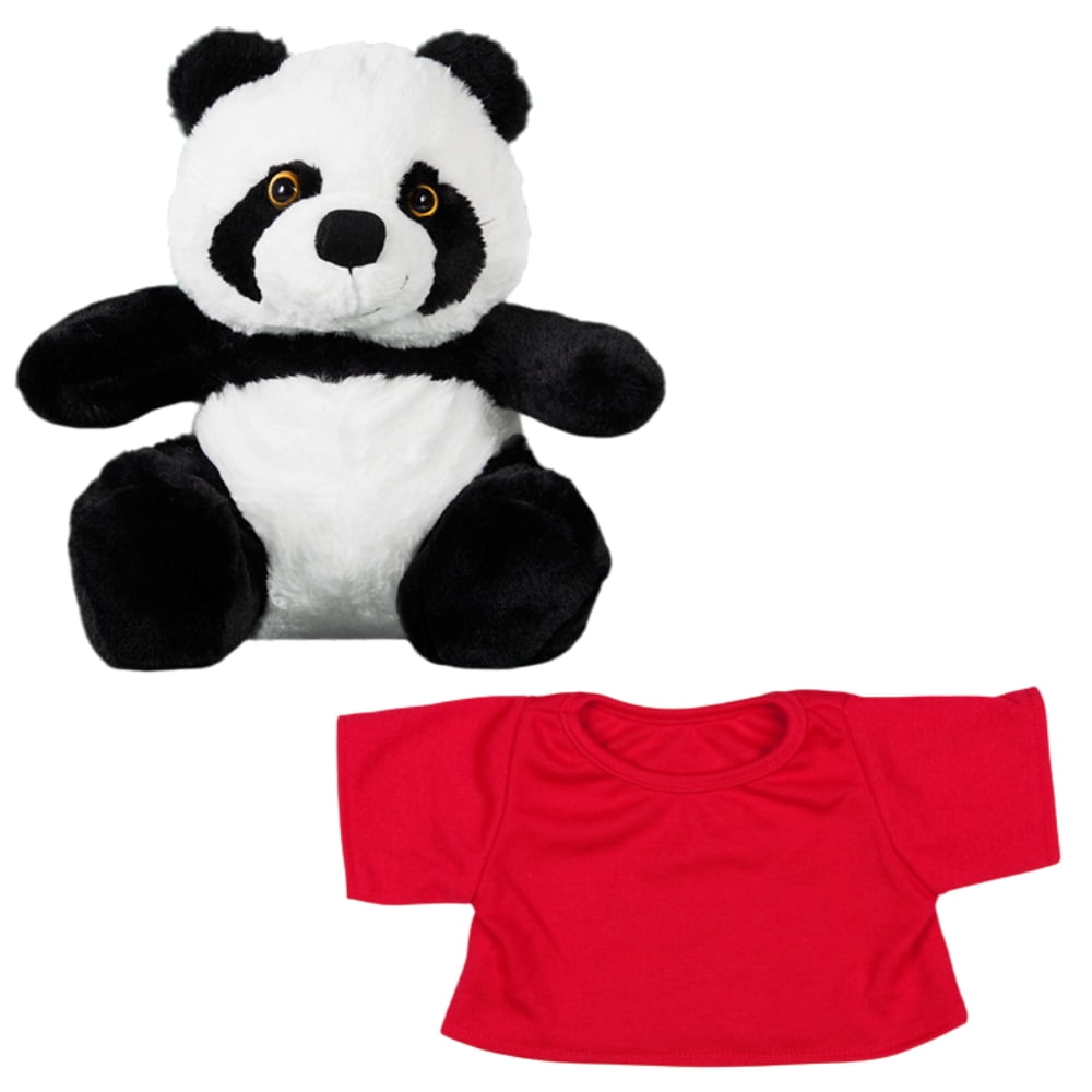 Panda Bear Stuffed Toy in Red T-Shirt - 16-inch Dressed Stuffed Teddy ...