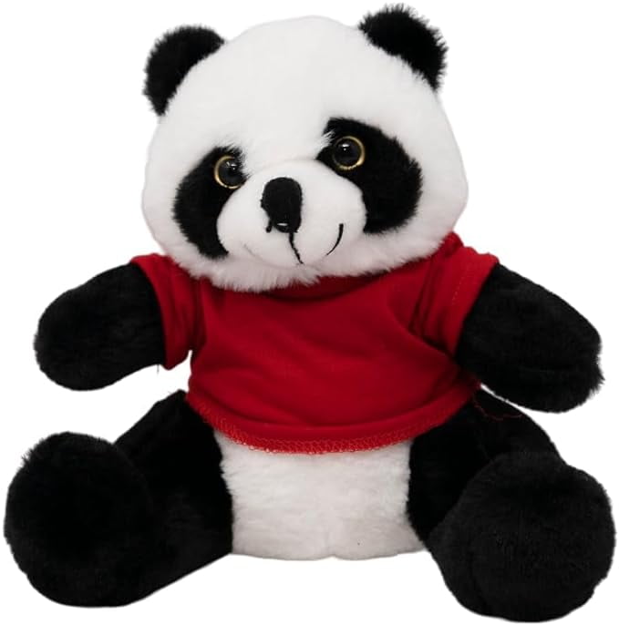 New Panda Bear Stuffed Toy in Red T-Shirt - 8-inch Dressed Stuffed ...