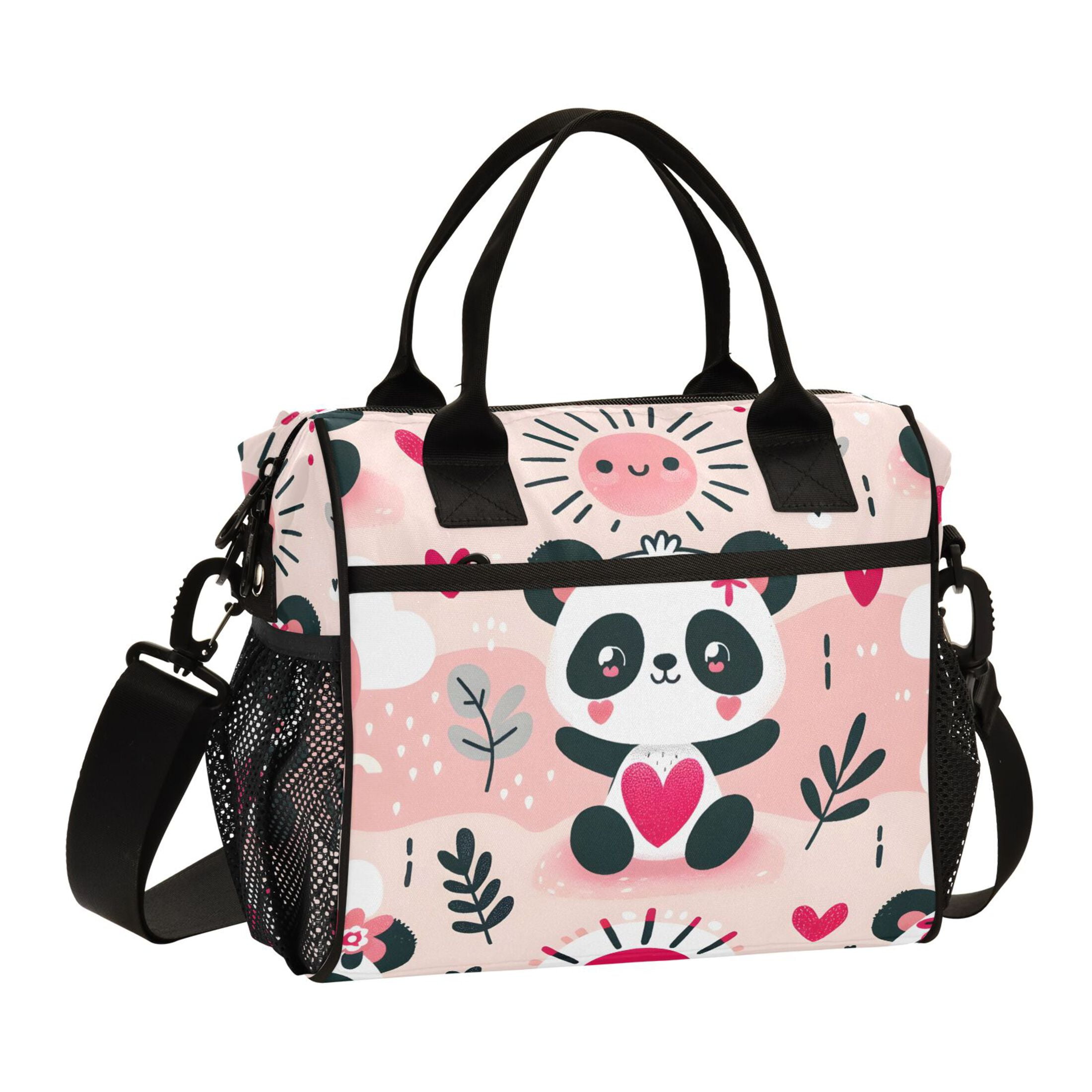 Panda Bear with Cute Sun Lunch Bag Insulated Lunch Box Leakproof ...