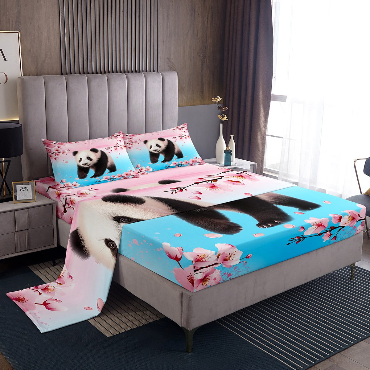 Panda Bed Sheets Set Cartoon Bear Animal Full Sheet Set,Cherry Blossom ...