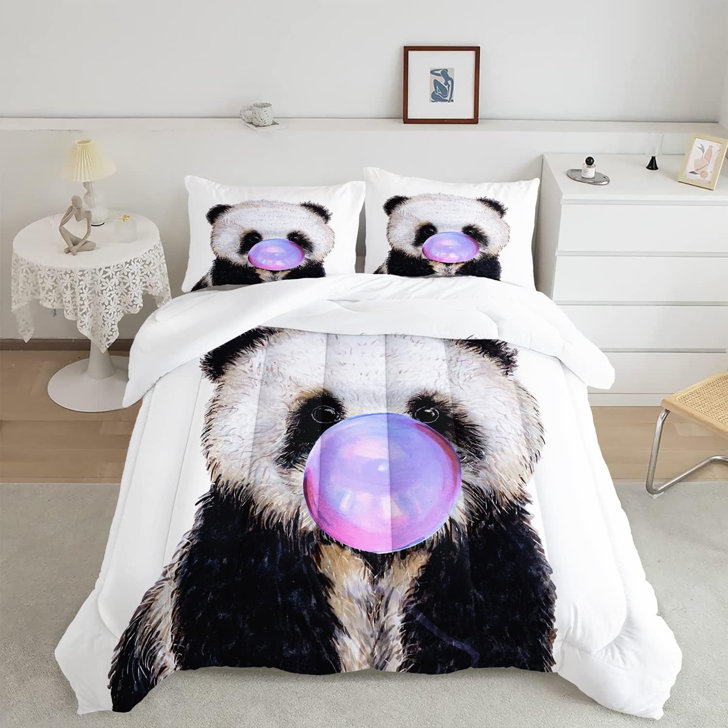 Panda Bedding Set, Panda Comforter Full, Cute Panda Comforter Set for ...