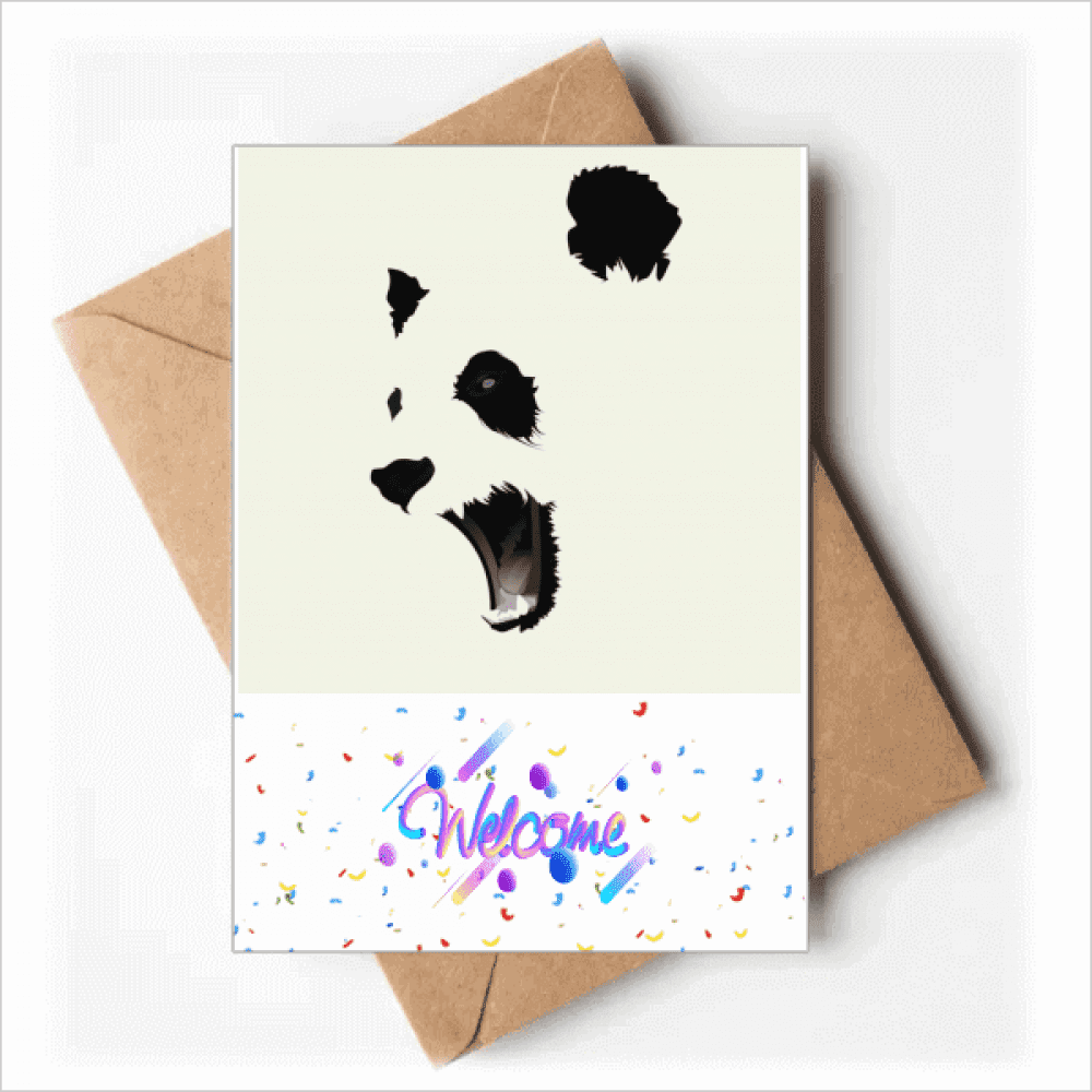 Panda Black White Open Mouth Color Block Welcome Back Greeting Cards ...