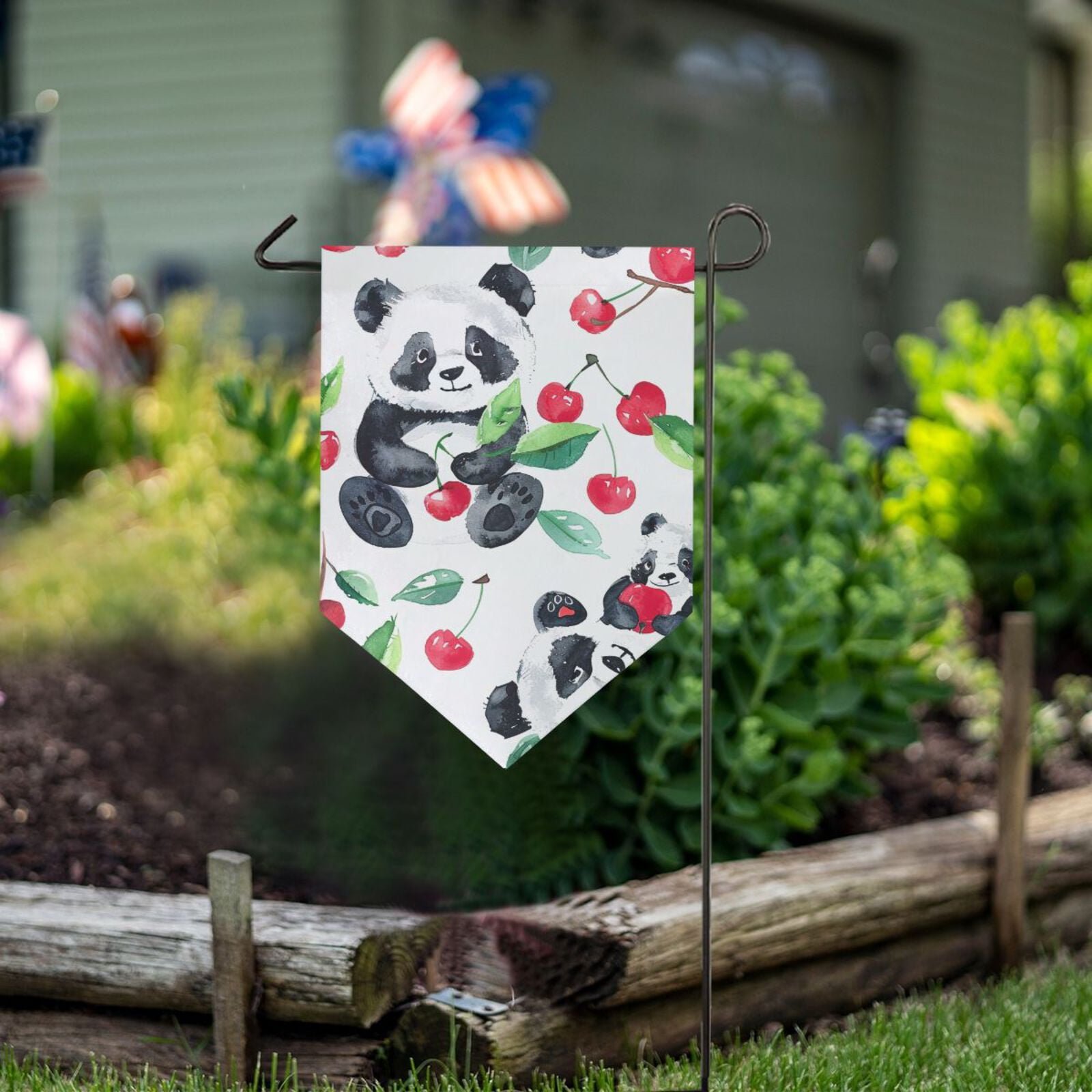 Panda Cherry Garden Flag 18" x 12.5" Double Sided Yard Lawn Outdoor ...