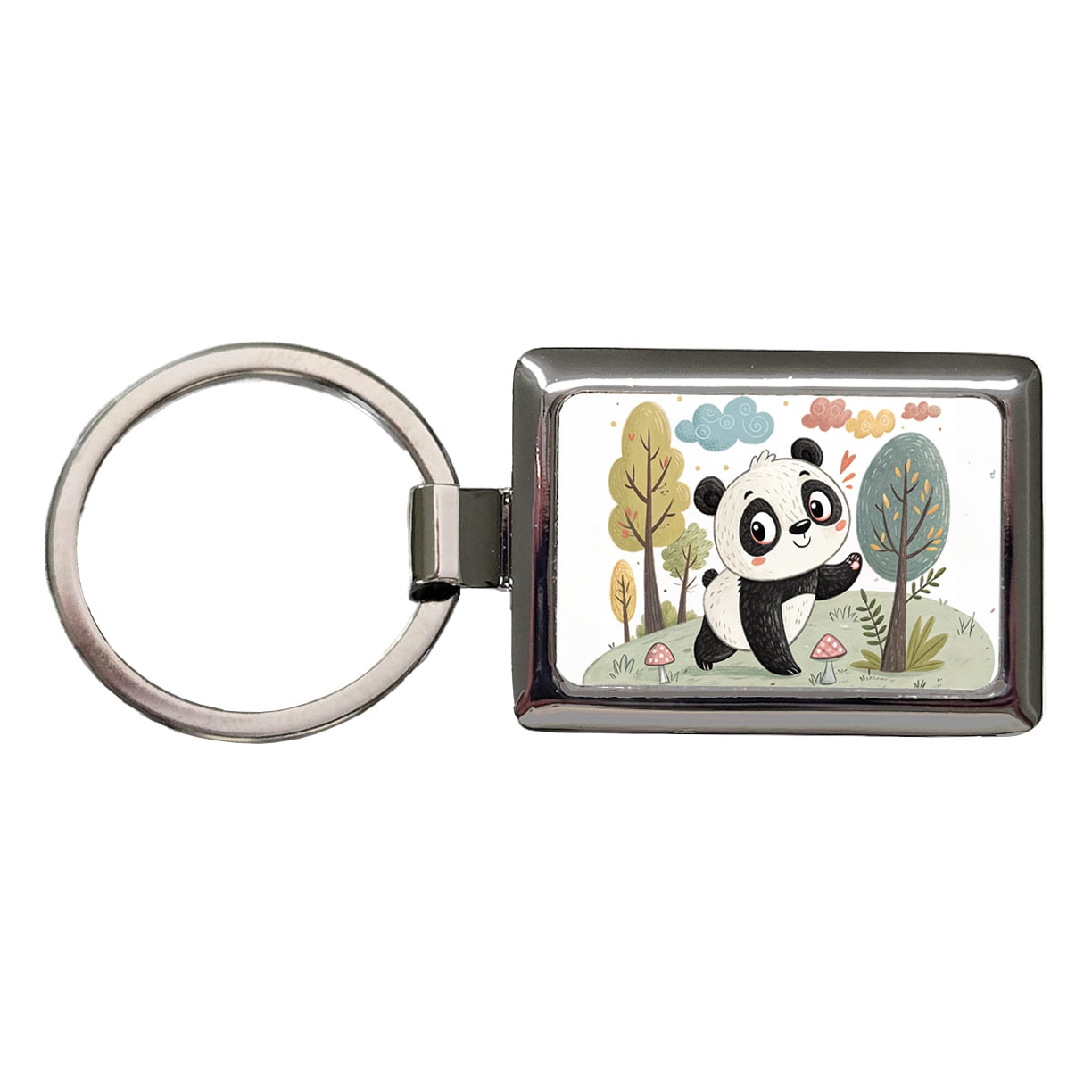 Panda Children's Illustration Style Metal Rectangle Keychain - Walmart.com