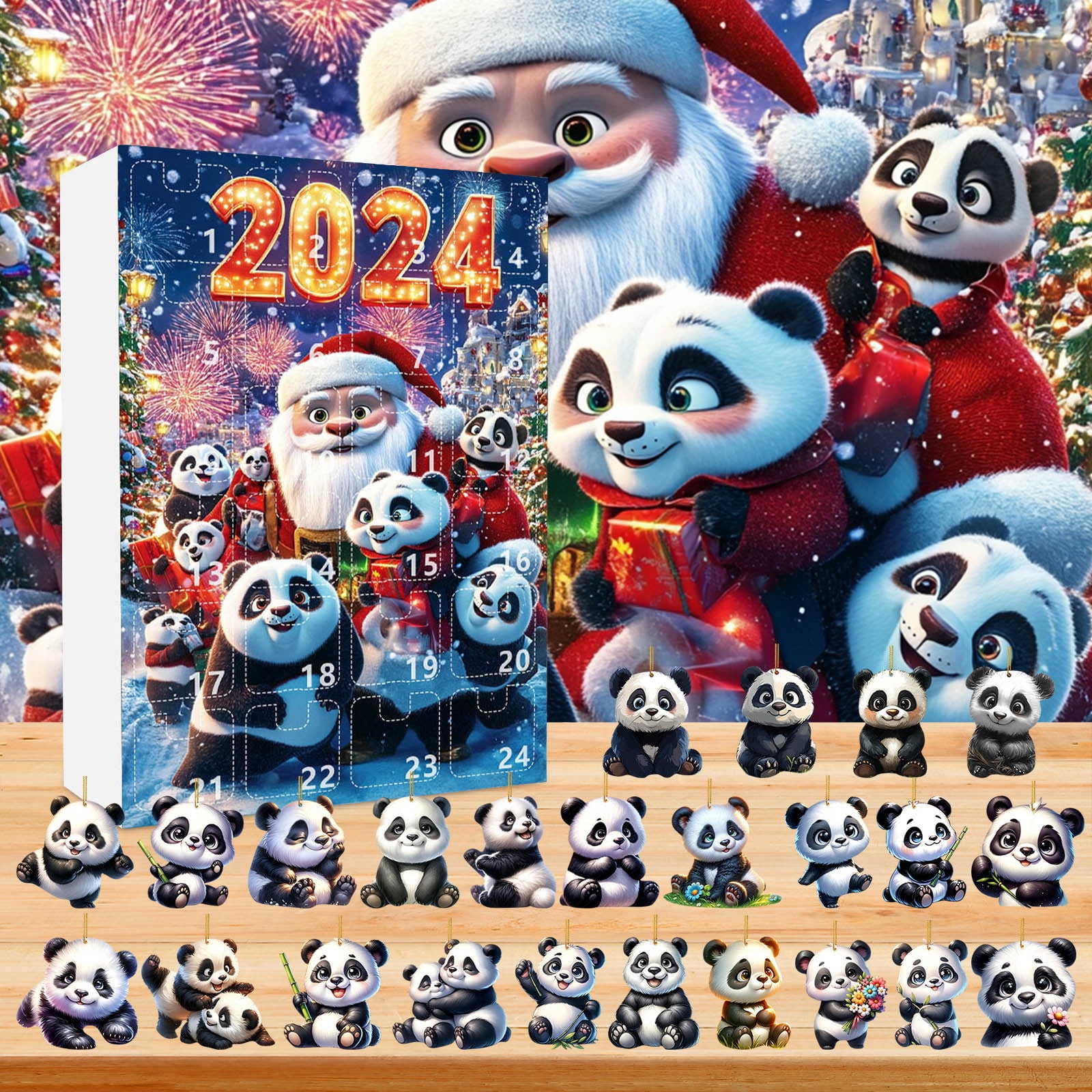 Panda Christmas Advent Calendar 2025 - 24 Days Countdown with Acrylic ...