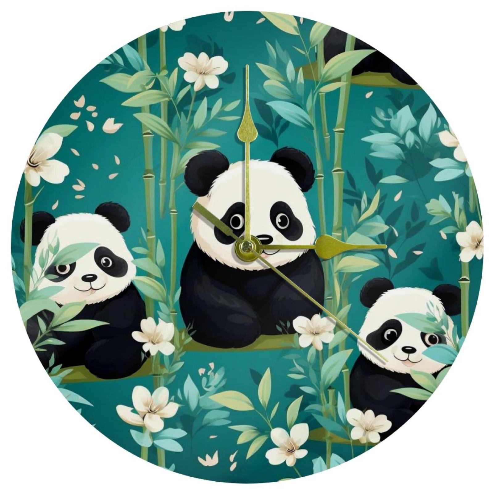Panda Circular Acrylic Wall Clock - Elegant Timepiece for Home or Office Decor - 12 Inch ...