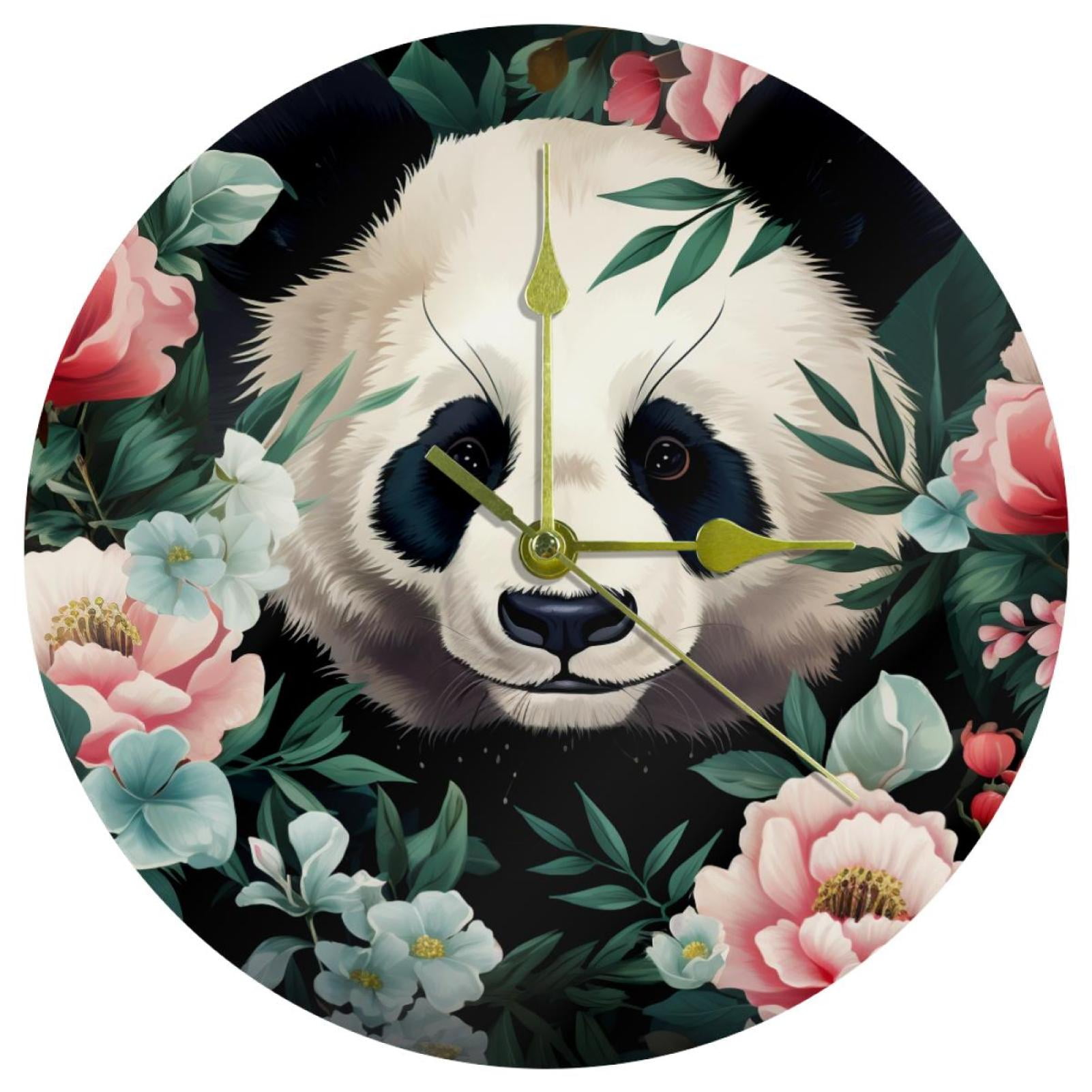 Panda Circular Acrylic Wall Clock - Stylish Timepiece for Home Decor ...