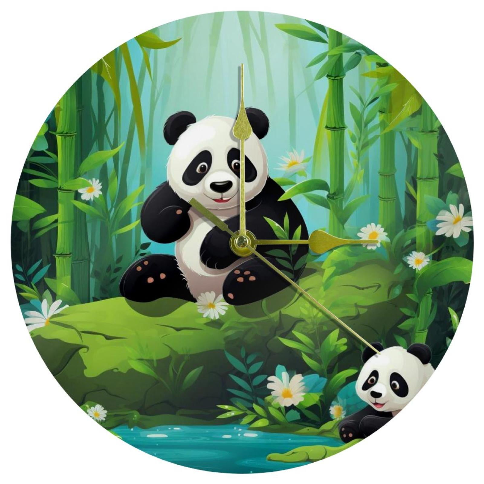 Panda Circular Acrylic Wall Clock - Stylish Timepiece for Modern Decor ...