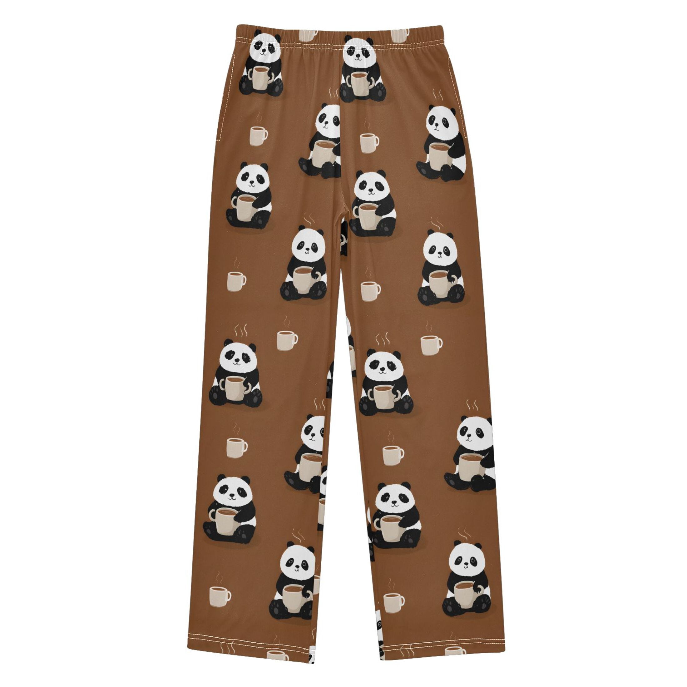 Panda Coffee Pattern Pajama Pants Soft Lightweight Lounge Pants Bottoms ...