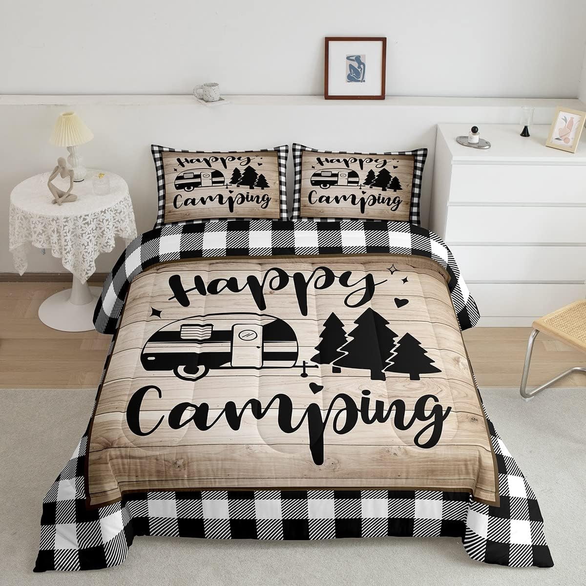 Panda Comforter Set Cartoon Panda Print Duvet Insert Black and White ...