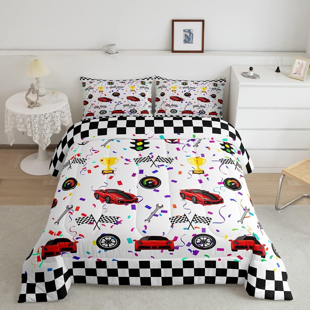 Panda Comforter Set Cartoon Panda Print Duvet Insert Black and White ...