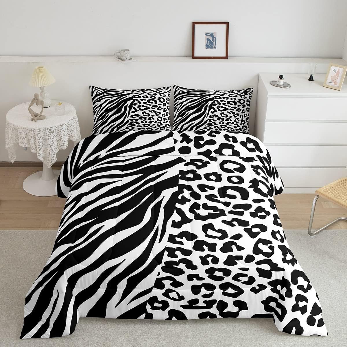 Panda Comforter Set Cartoon Panda Print Duvet Insert Black and White ...