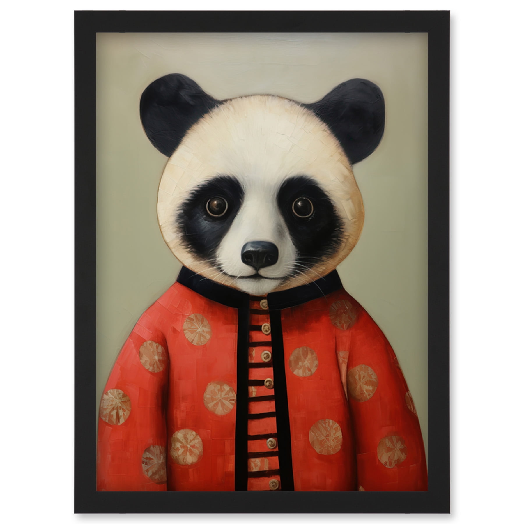 Panda Cub in Chinese Uniform Fun Kids Bedroom Artwork Framed Wall Art ...