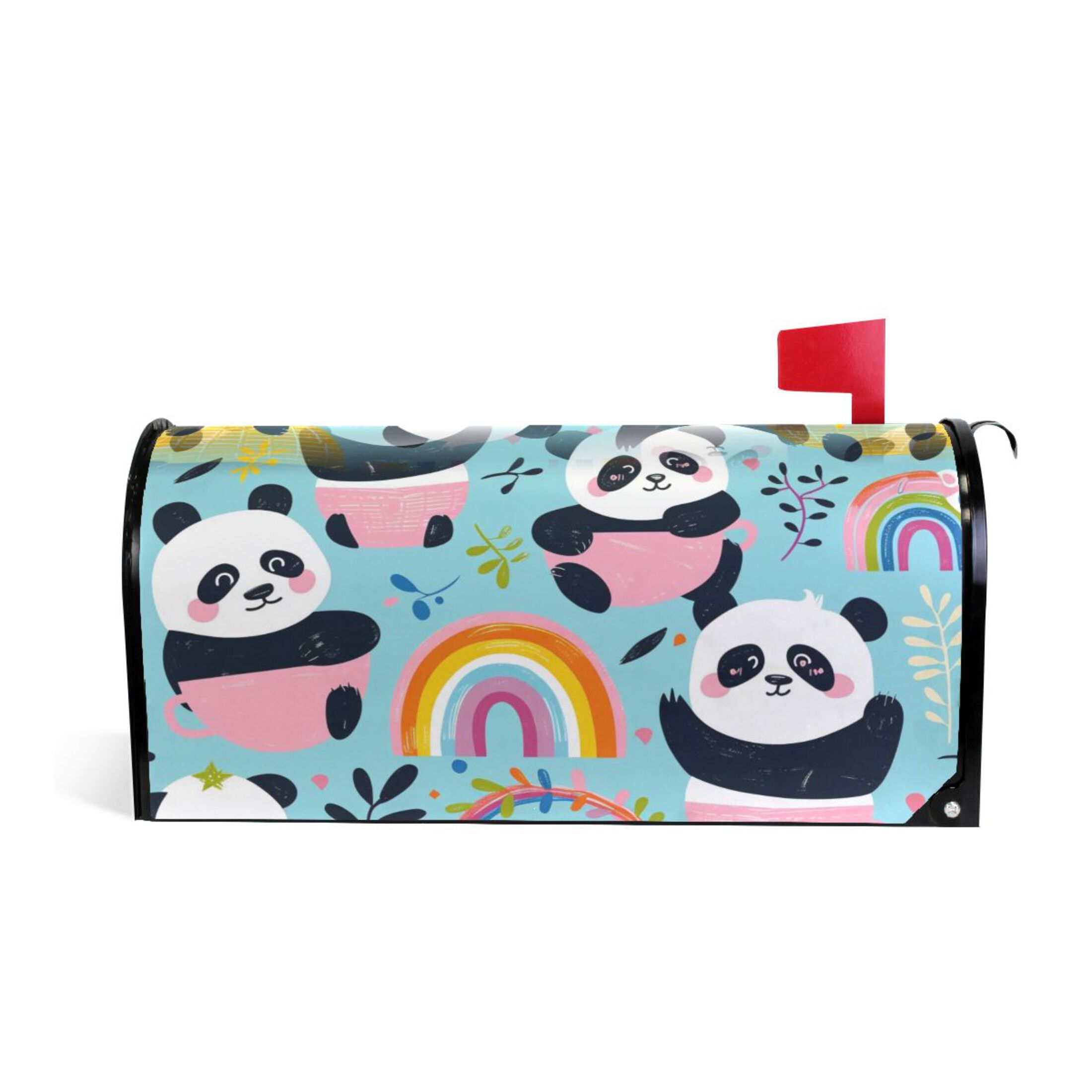 Panda Cup Rainbow Leaf Magnetic Mailbox Covers 25.5" X 21" Post Letter ...