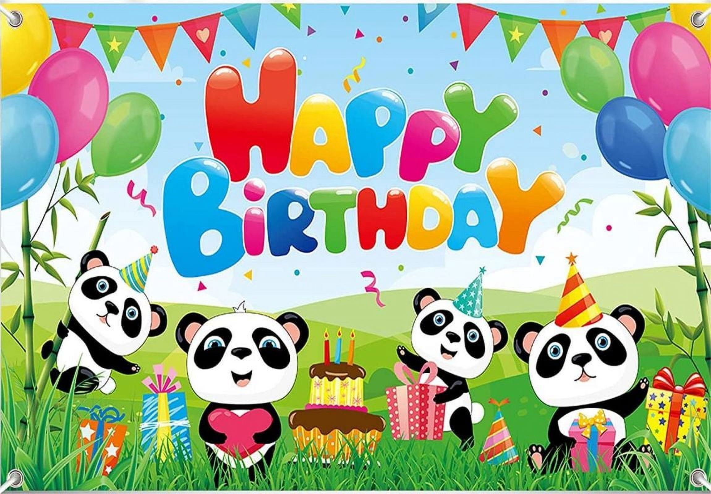Panda Cute Cartoon Bamboo Zoo Background ration Custom Birthday ...