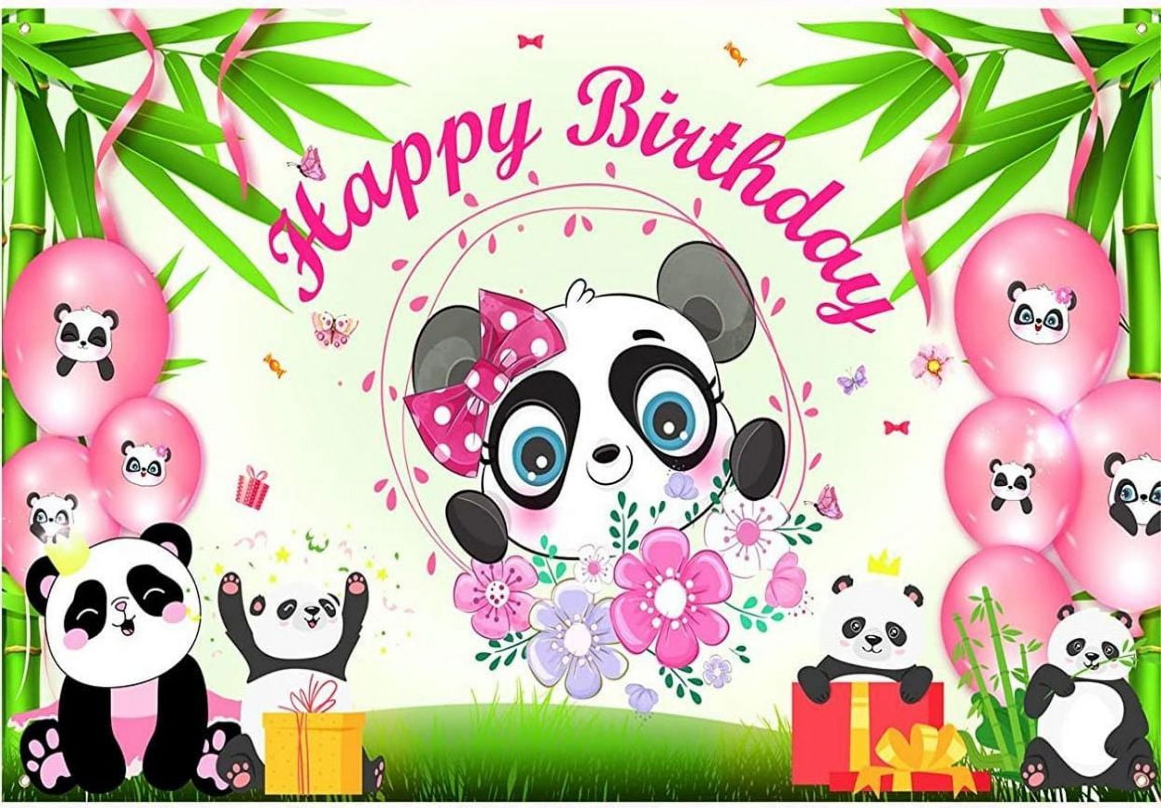 Panda Cute Cartoon Bamboo Zoo Background ration Custom Birthday ...