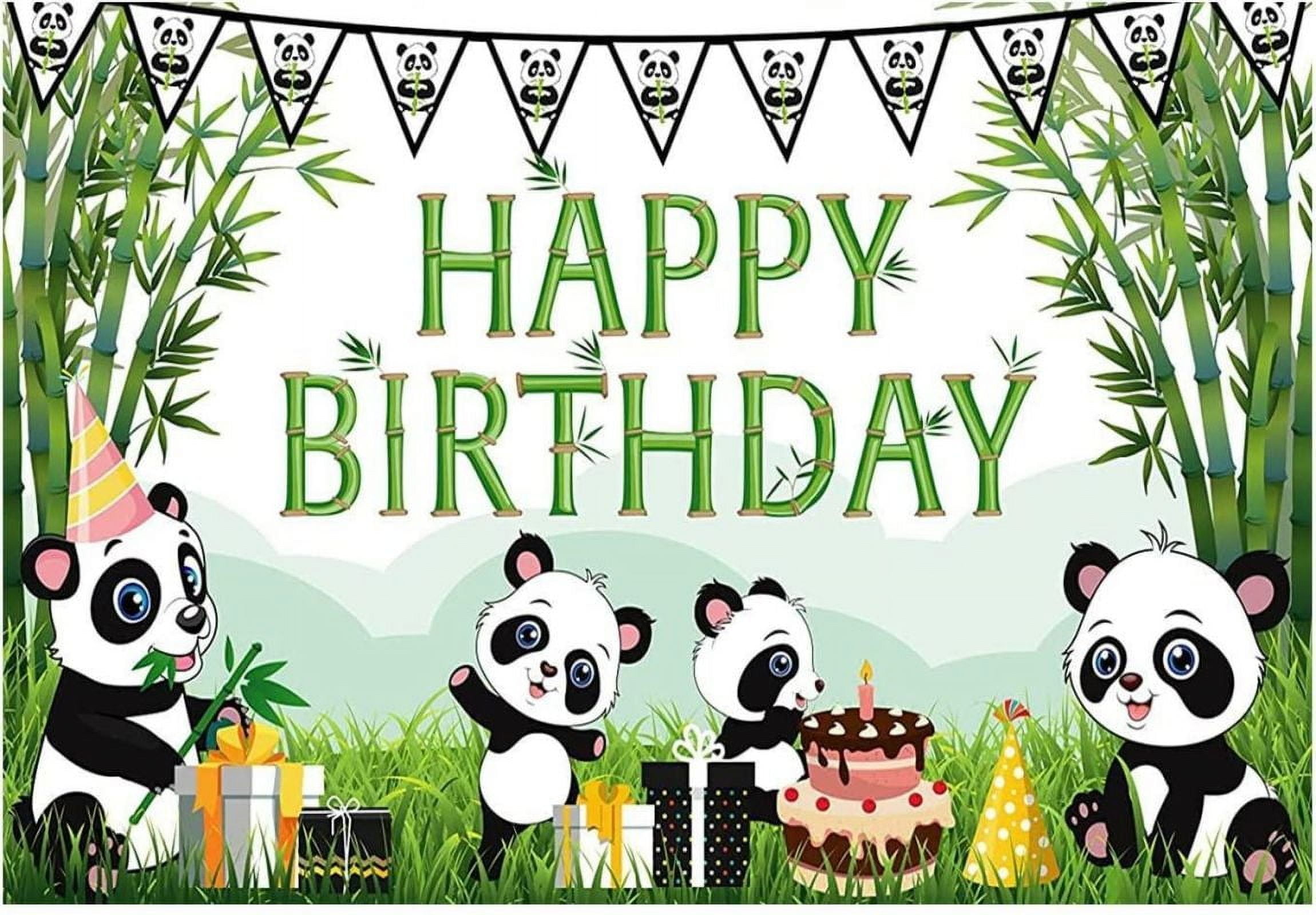 Panda Cute Cartoon Bamboo Zoo Background ration Custom Birthday ...