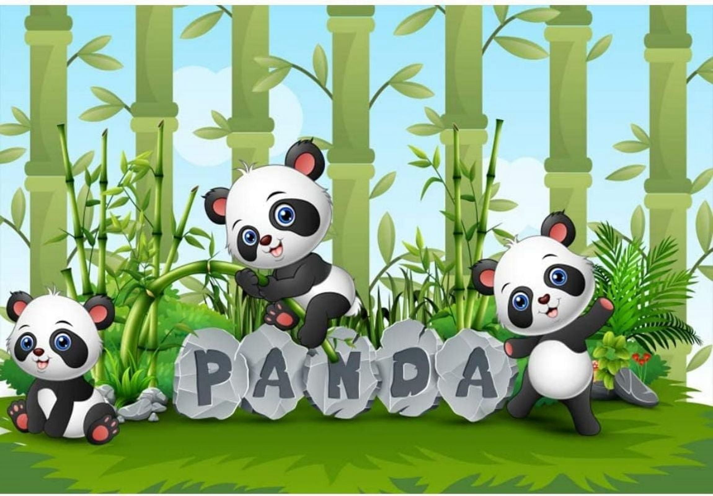 Panda Cute Cartoon Bamboo Zoo Background ration Custom Birthday ...