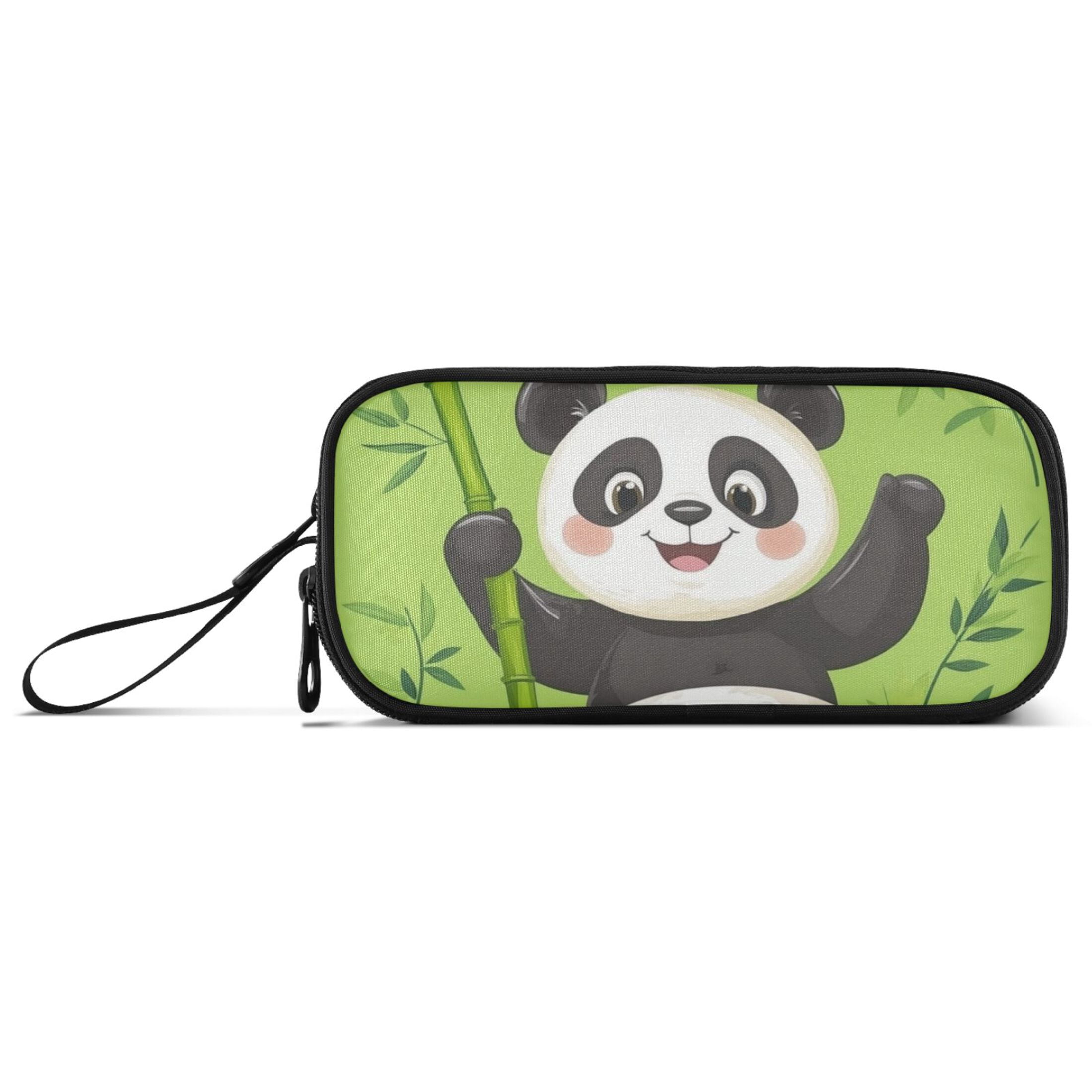 Panda Dancing with Branch Leaves Pencil Case Stationary Holder Pen Bag ...