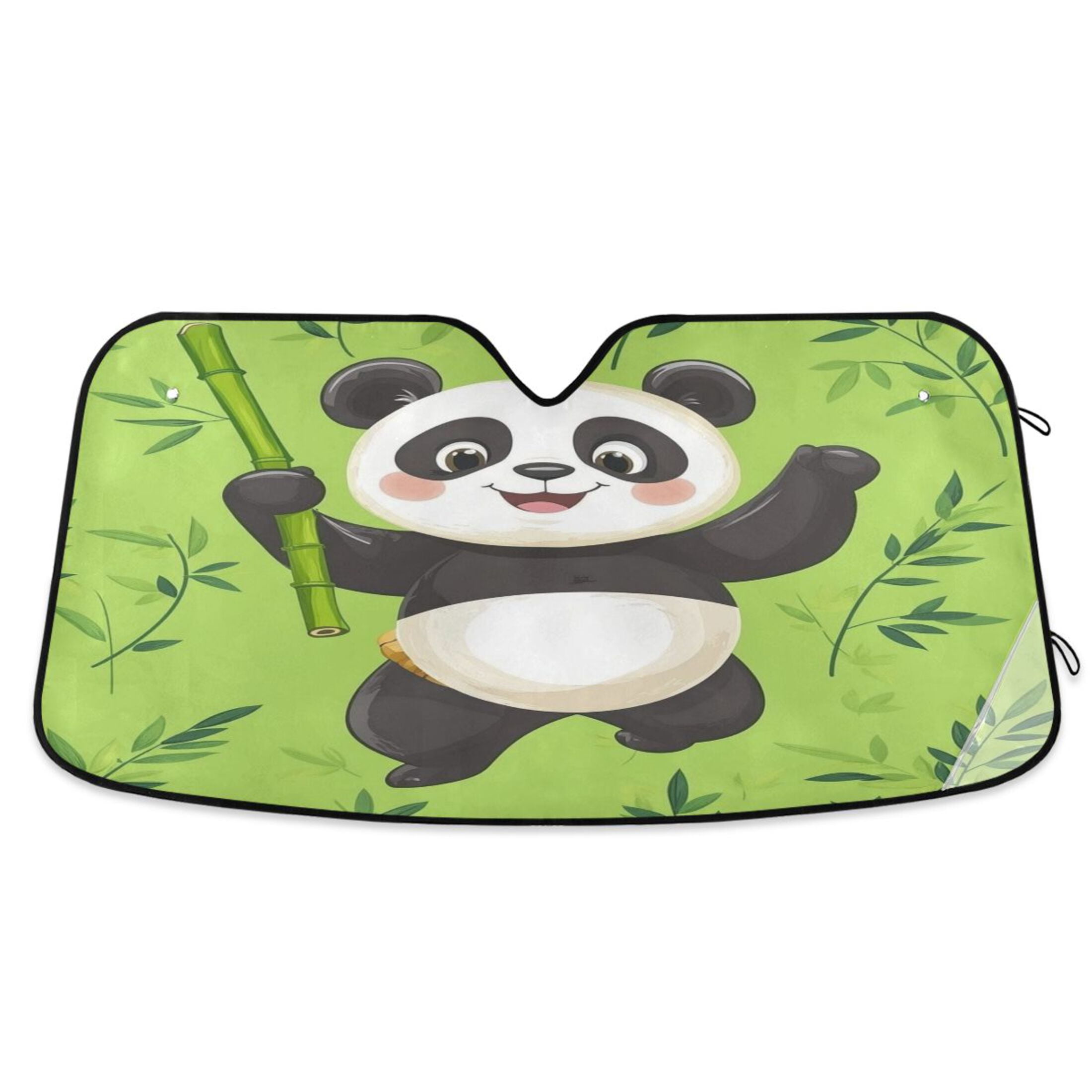 Panda Dancing with Branch Leaves Windshield Sun Shade Automobile Visor ...