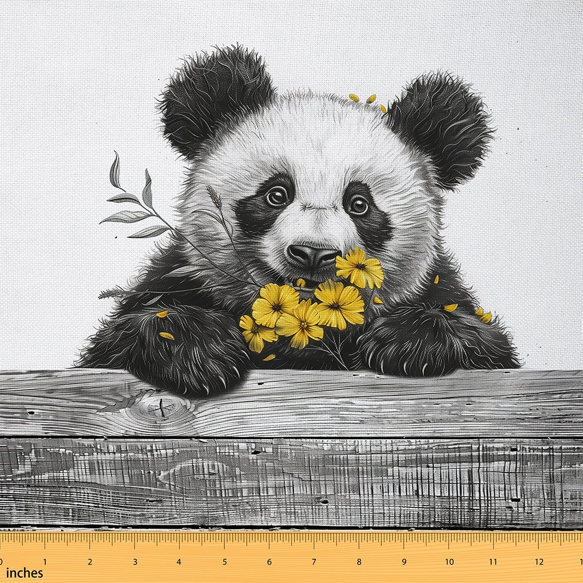 Panda Decorative Fabric,Lovely Panda Bear Indoor Outdoor Fabric,Black ...
