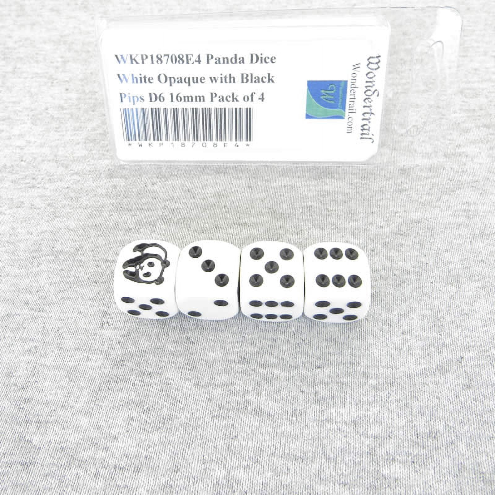 Panda Dice White Opaque with Black Pips D6 16mm (5/8in) Pack of 4 ...