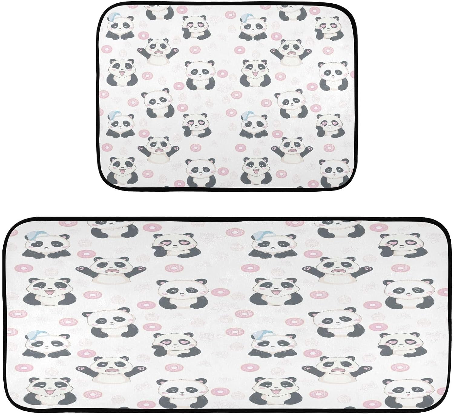 Panda with Different Gestures Kitchen Mat - Cushioned Anti Fatigue ...