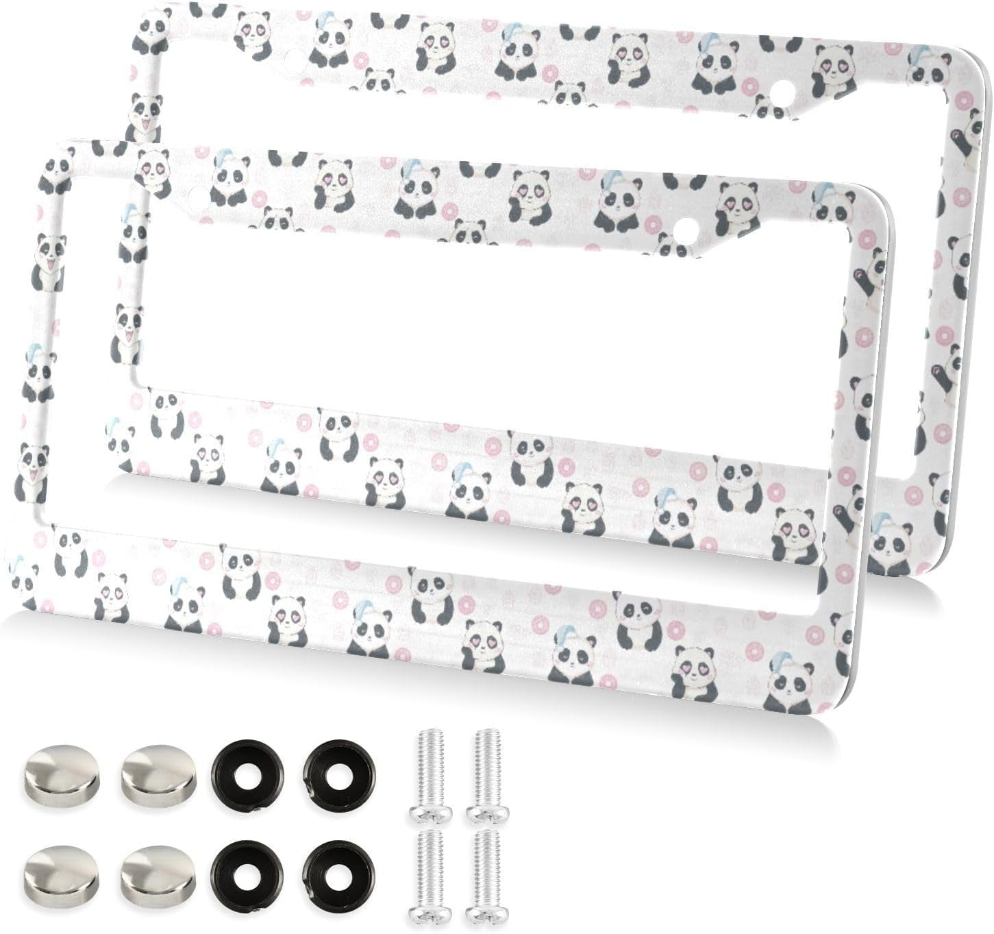 Panda with Different Gestures License Plate Frame - 2 Pack Universal ...