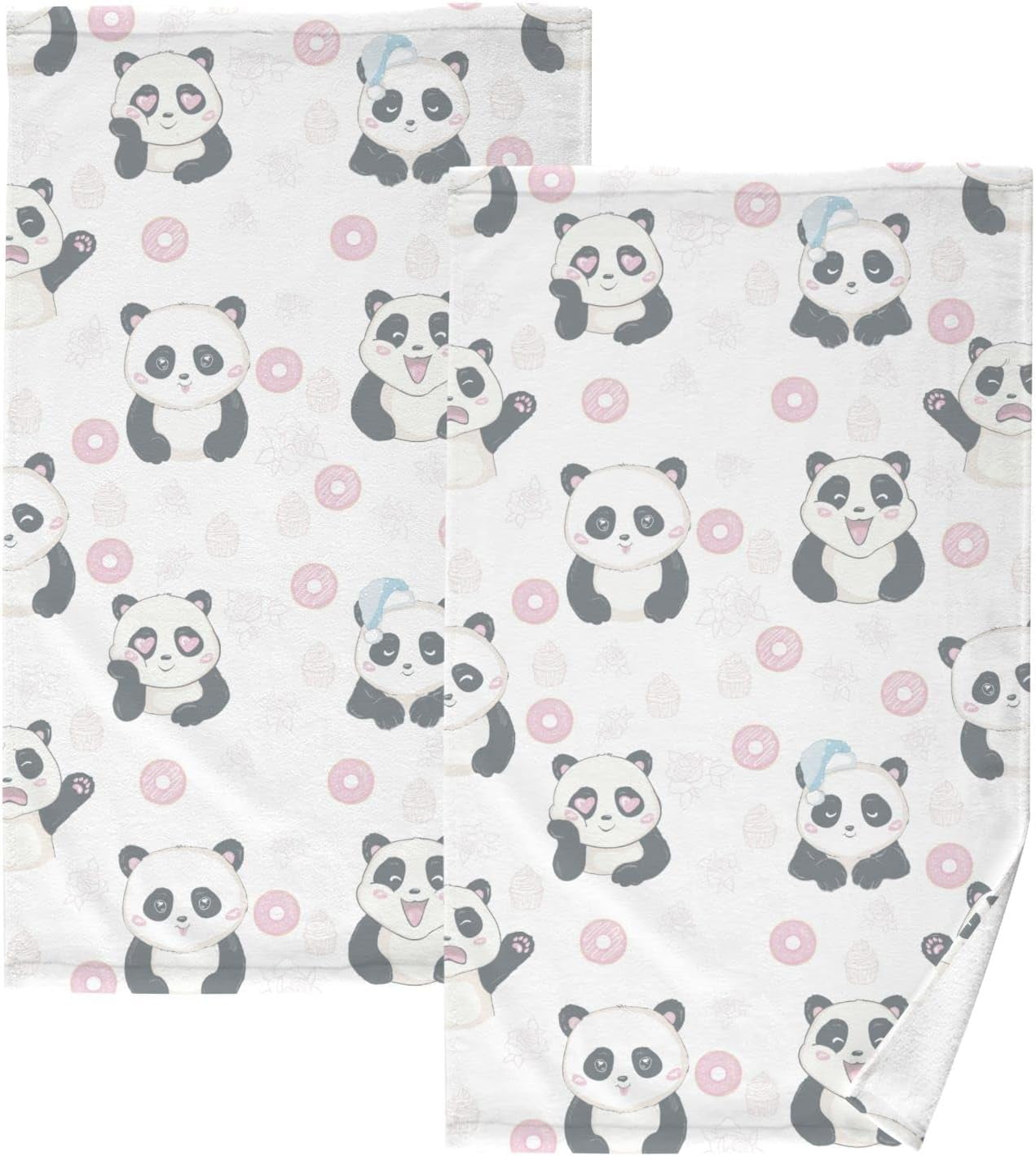 Panda with Different Gestures Towels Set of 2, Super Soft Absorbent ...