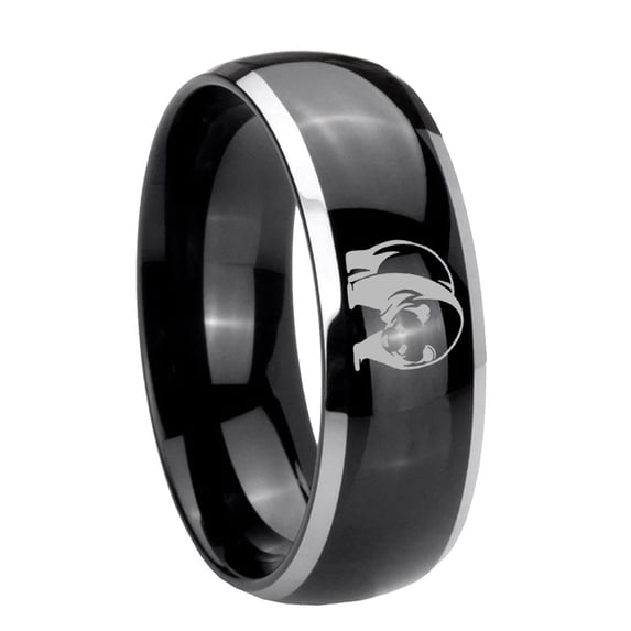 Panda Dome Glossy Black 2 Tone Tungsten Men Ring 10MM - Walmart.com
