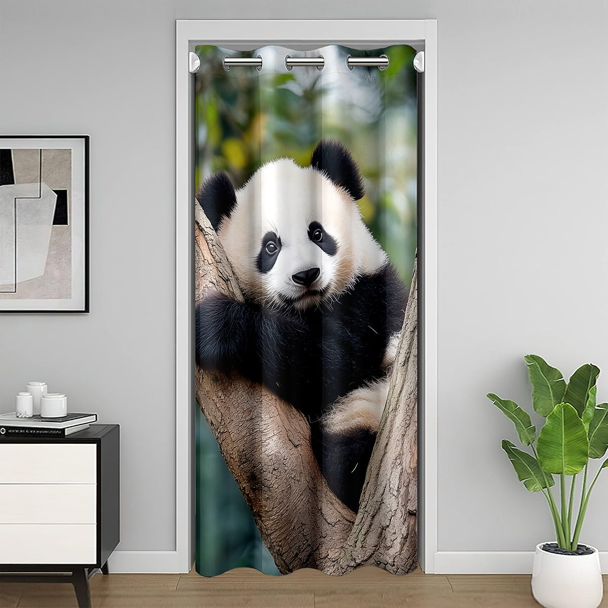 Panda Door Drape,3D Panda Blackout Curtain for Kids Adults,Lovely Wild ...