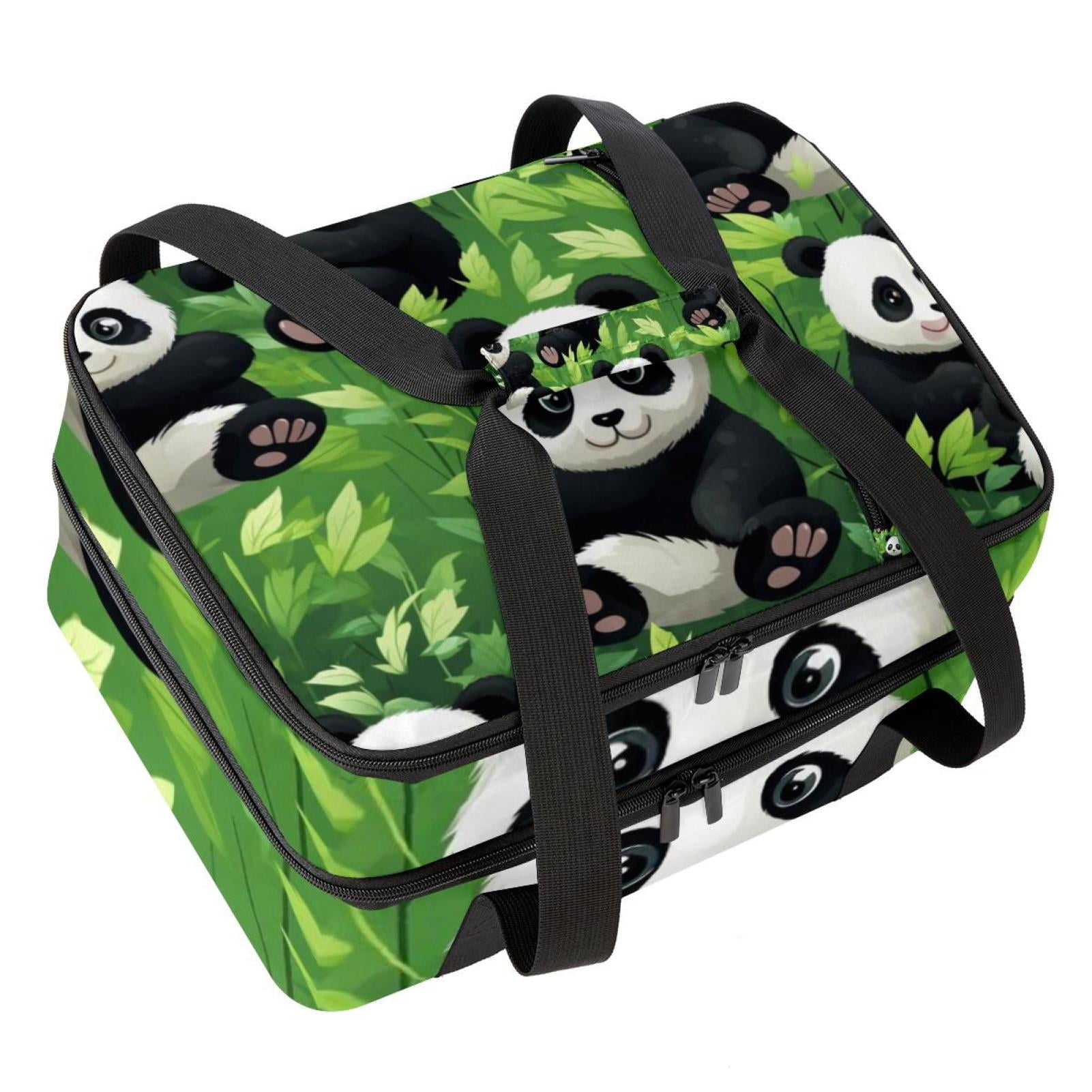 Panda Double Layered Insulated Lunch Bag with Two Compartments, Large ...