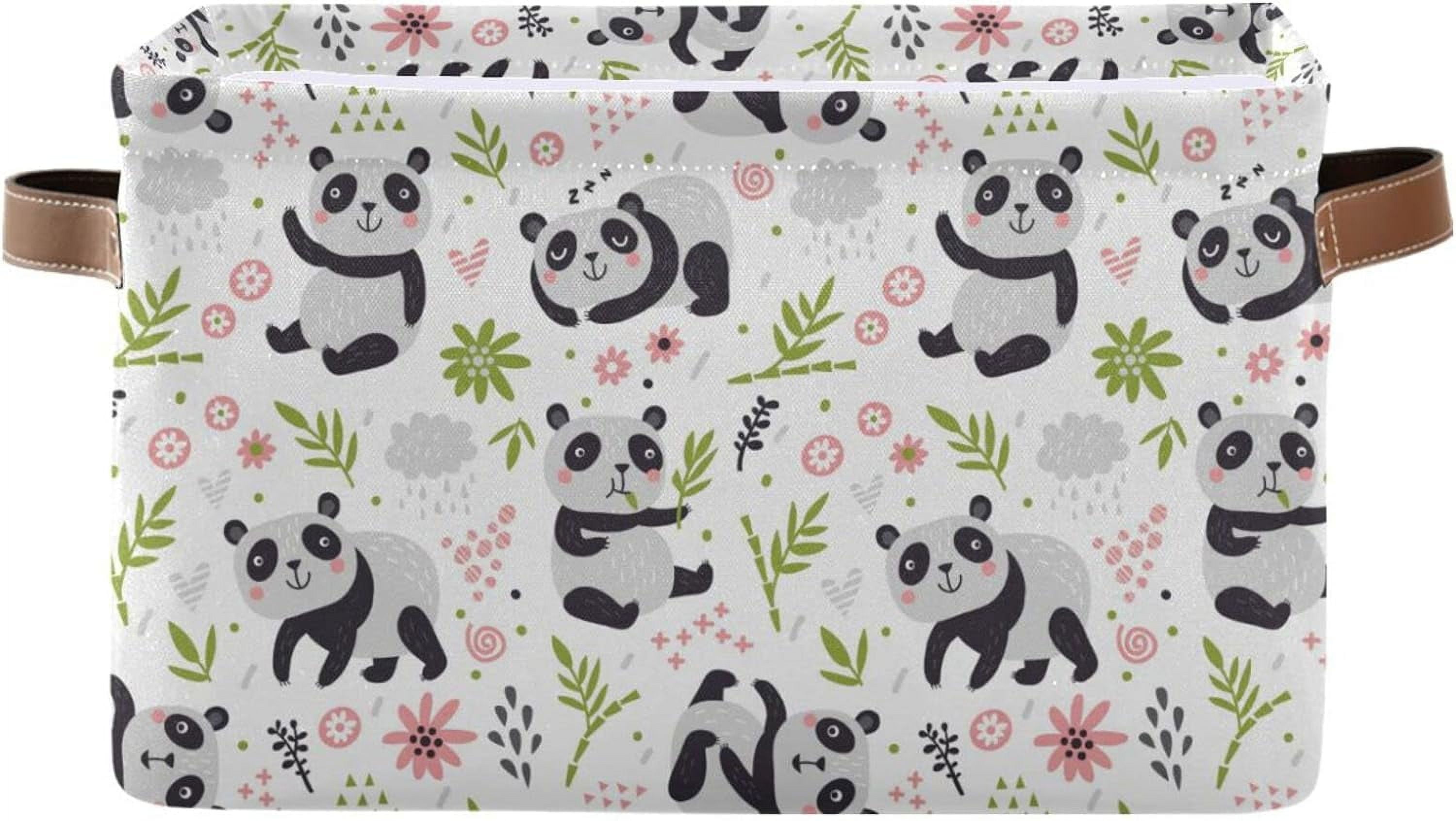 Panda Eating Bamboo Storage Baskets Rectangle Foldable Canvas Fabric ...