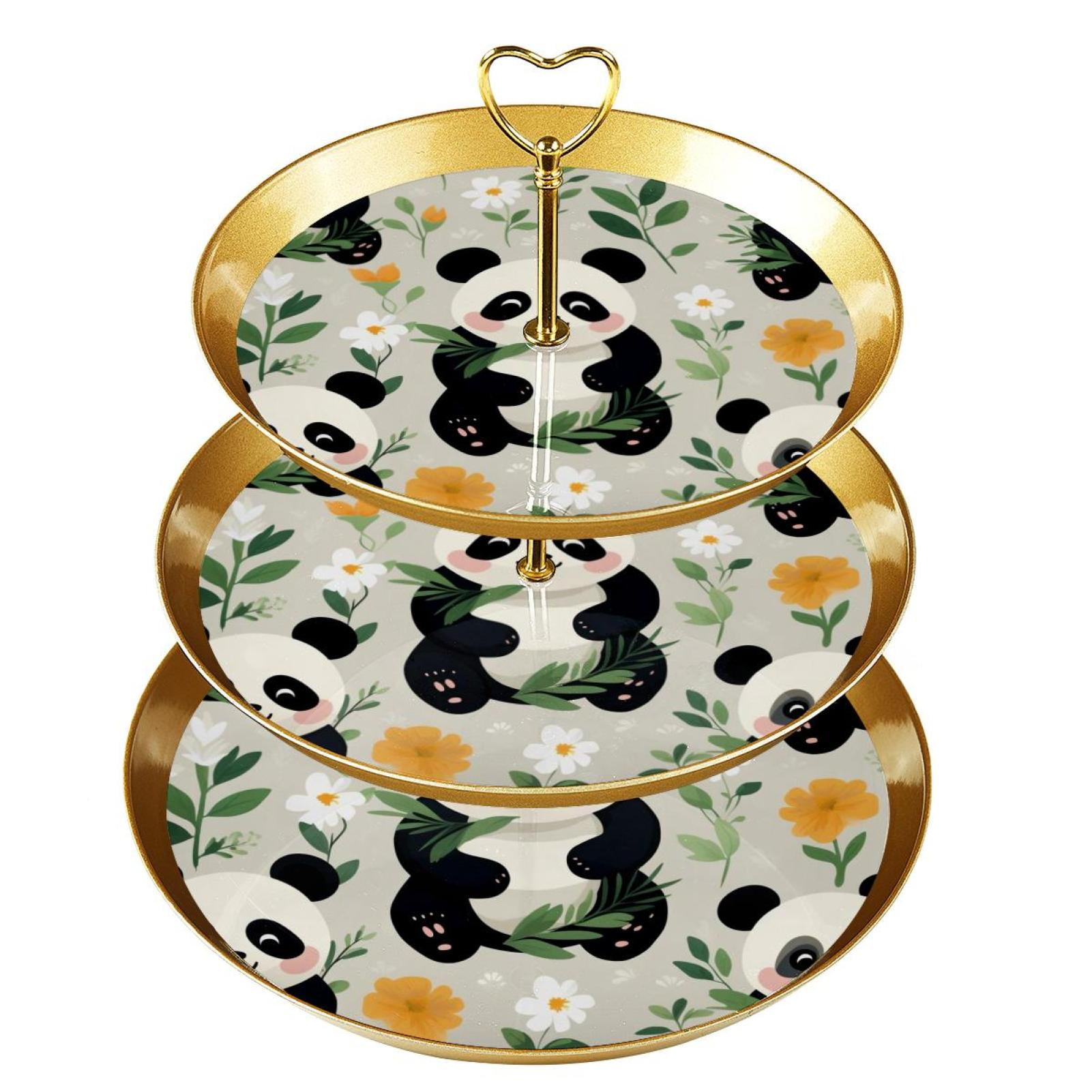 Panda Elegant Plastic Dessert Table Display Tray Stand with Iron ...