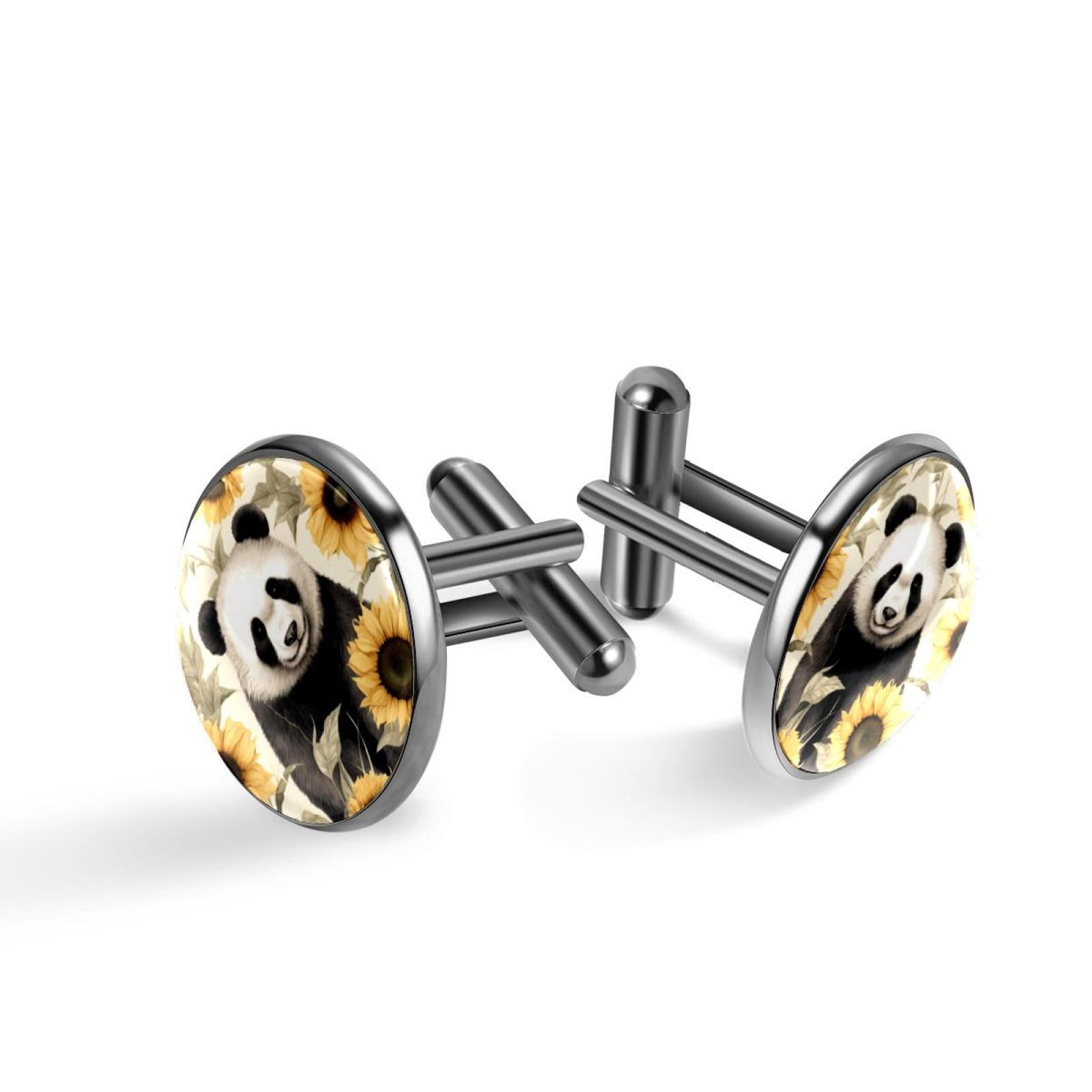 Panda Elegant Stainless Steel Men's Cufflinks Set for Formal Attire ...