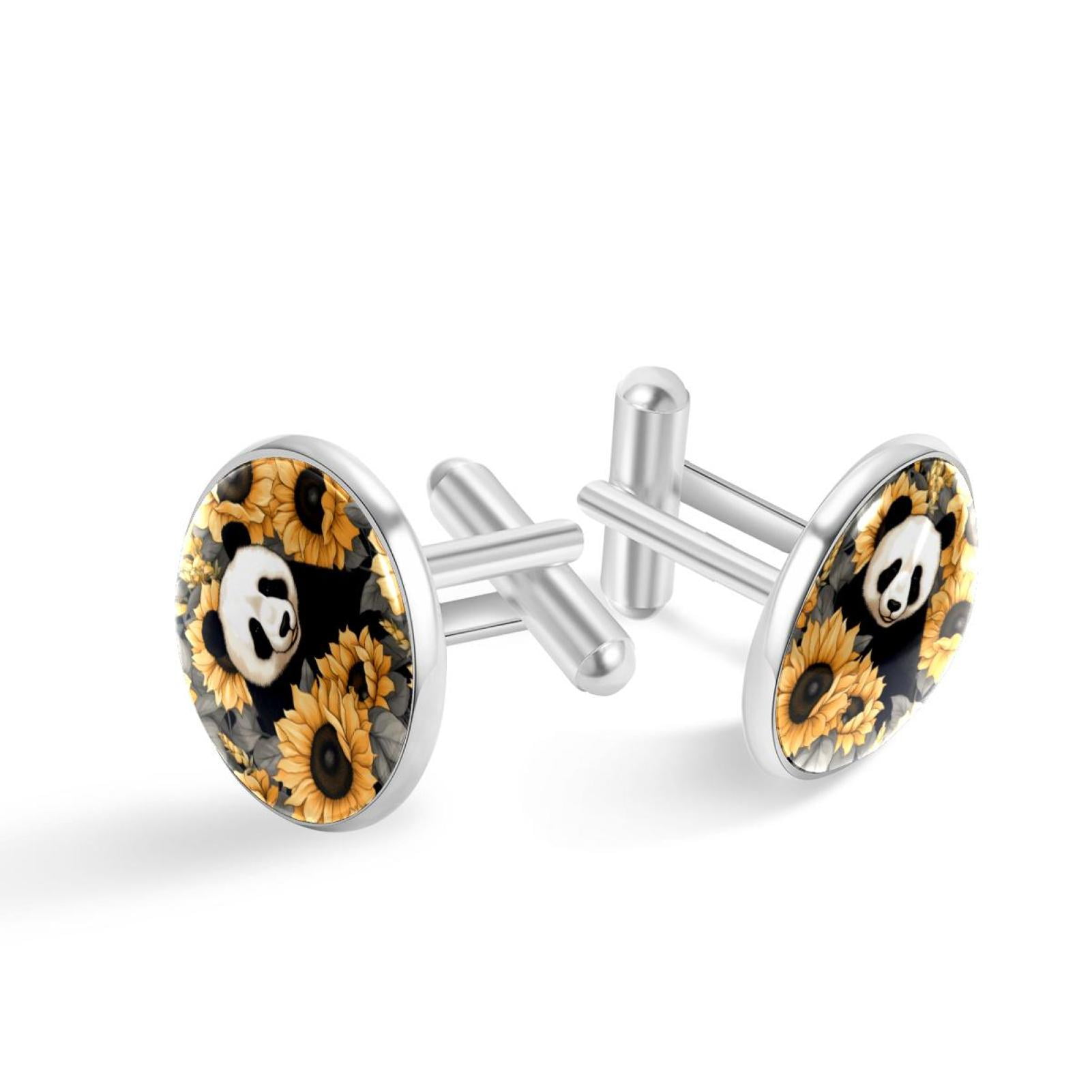 Panda Elegant Stainless Steel Shirt Clip Cufflink Set for Formal Attire ...